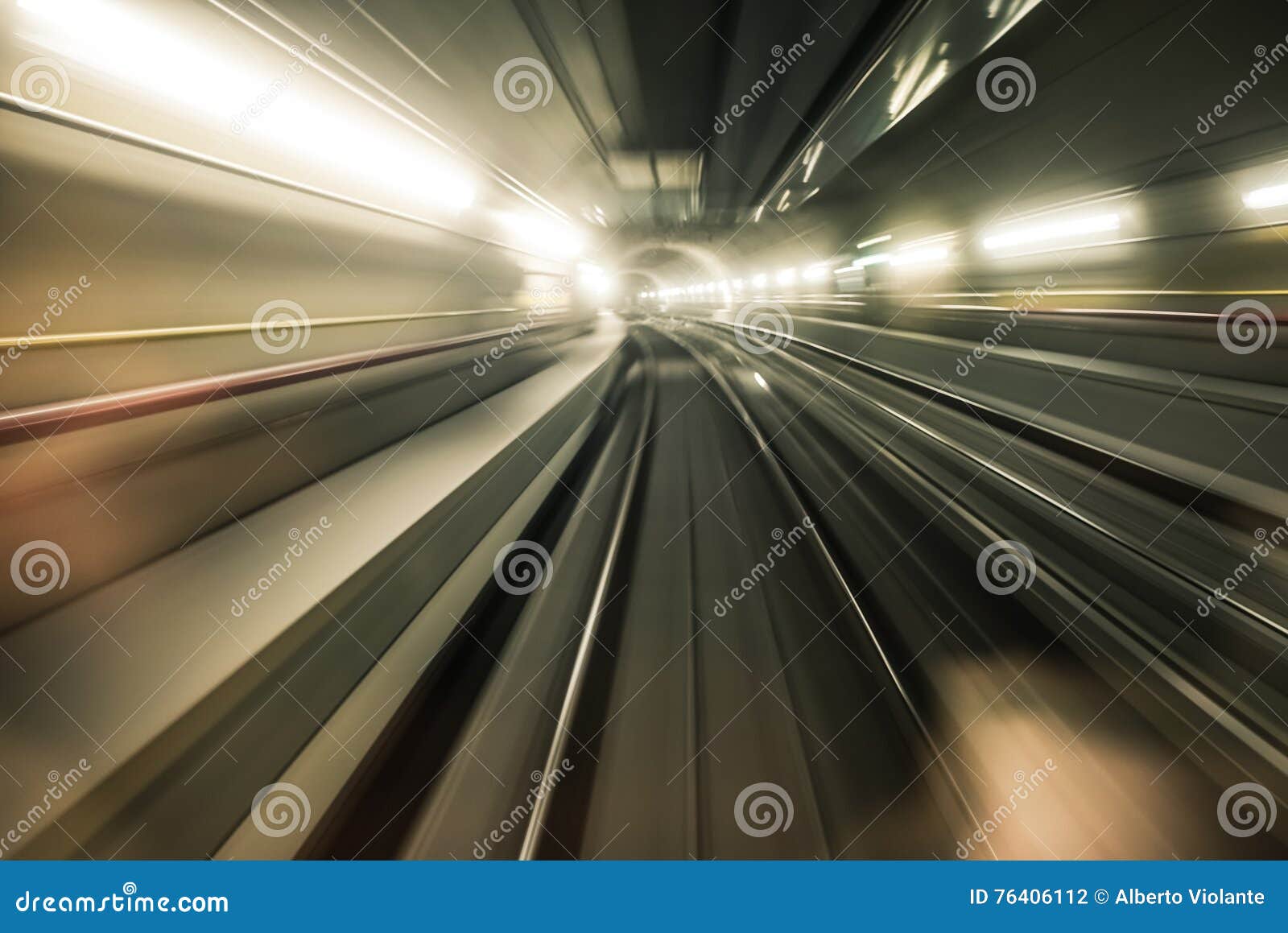 Fast Underground Train Riding in a Tunnel of the Modern City Stock ...