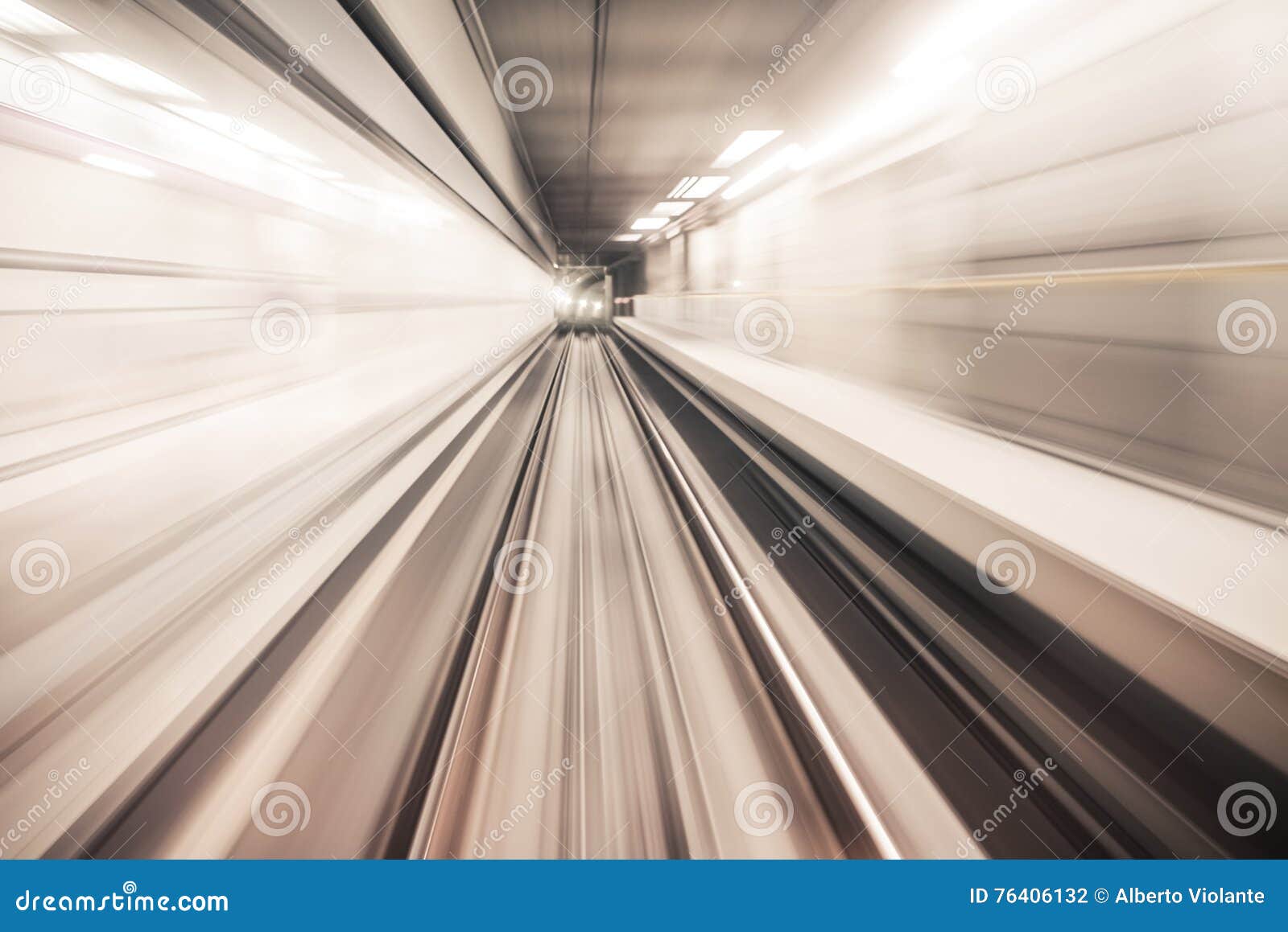 Fast Underground Train Riding in a Tunnel of the Modern City Stock ...