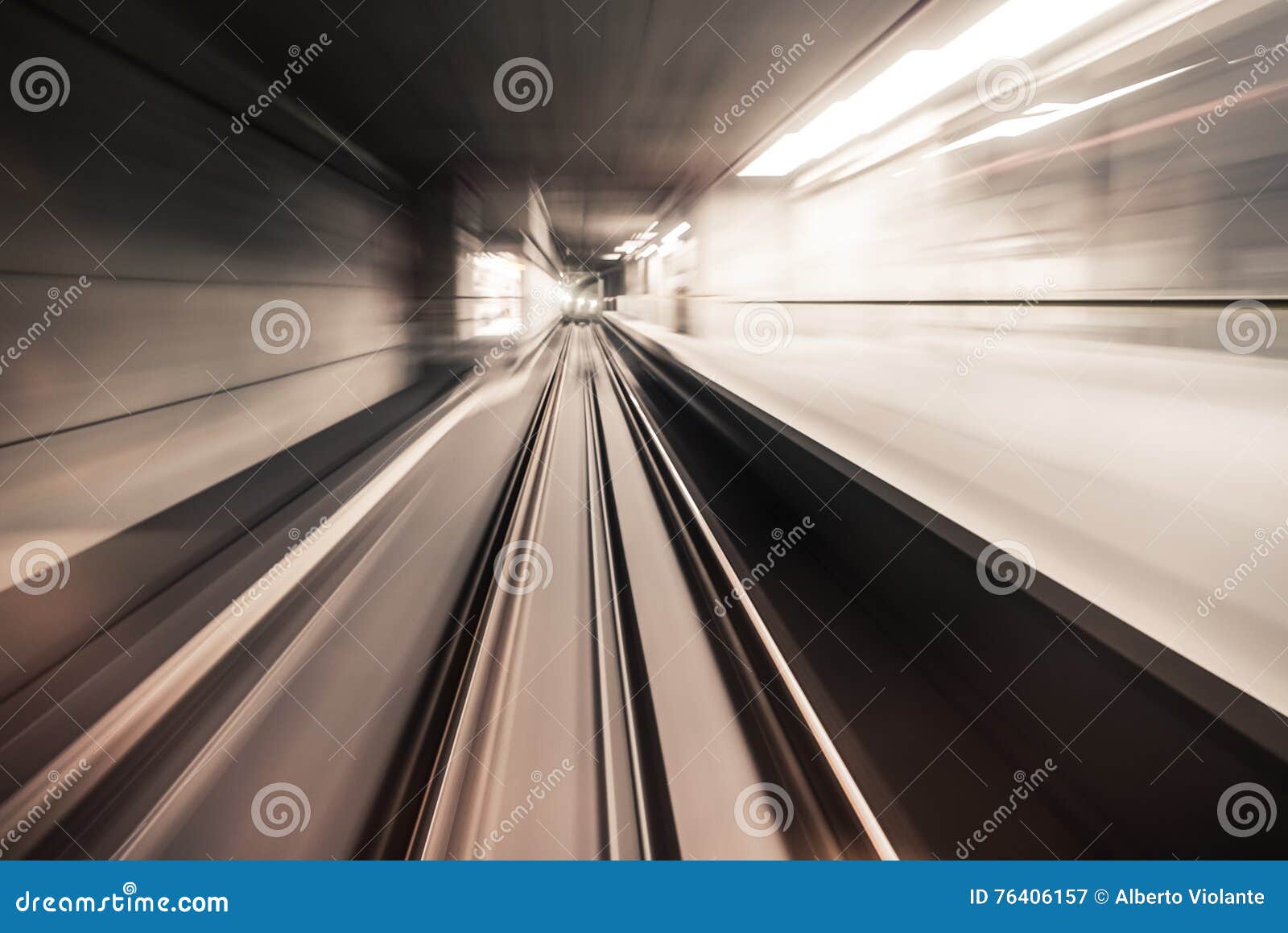 Fast Underground Train Riding in a Tunnel of the Modern City Stock ...