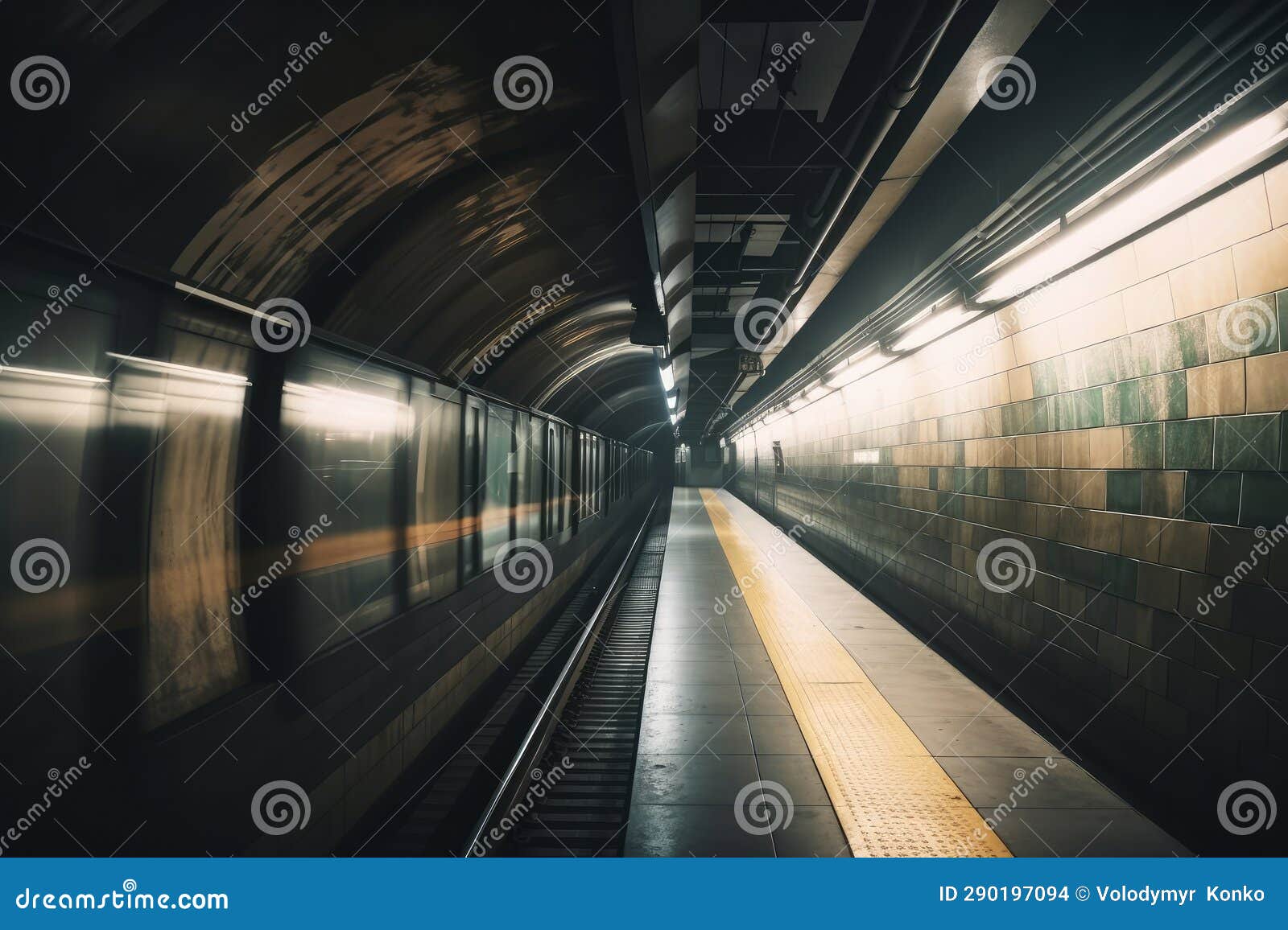 Fast Underground Train Riding in a Tunnel of the Modern City ...