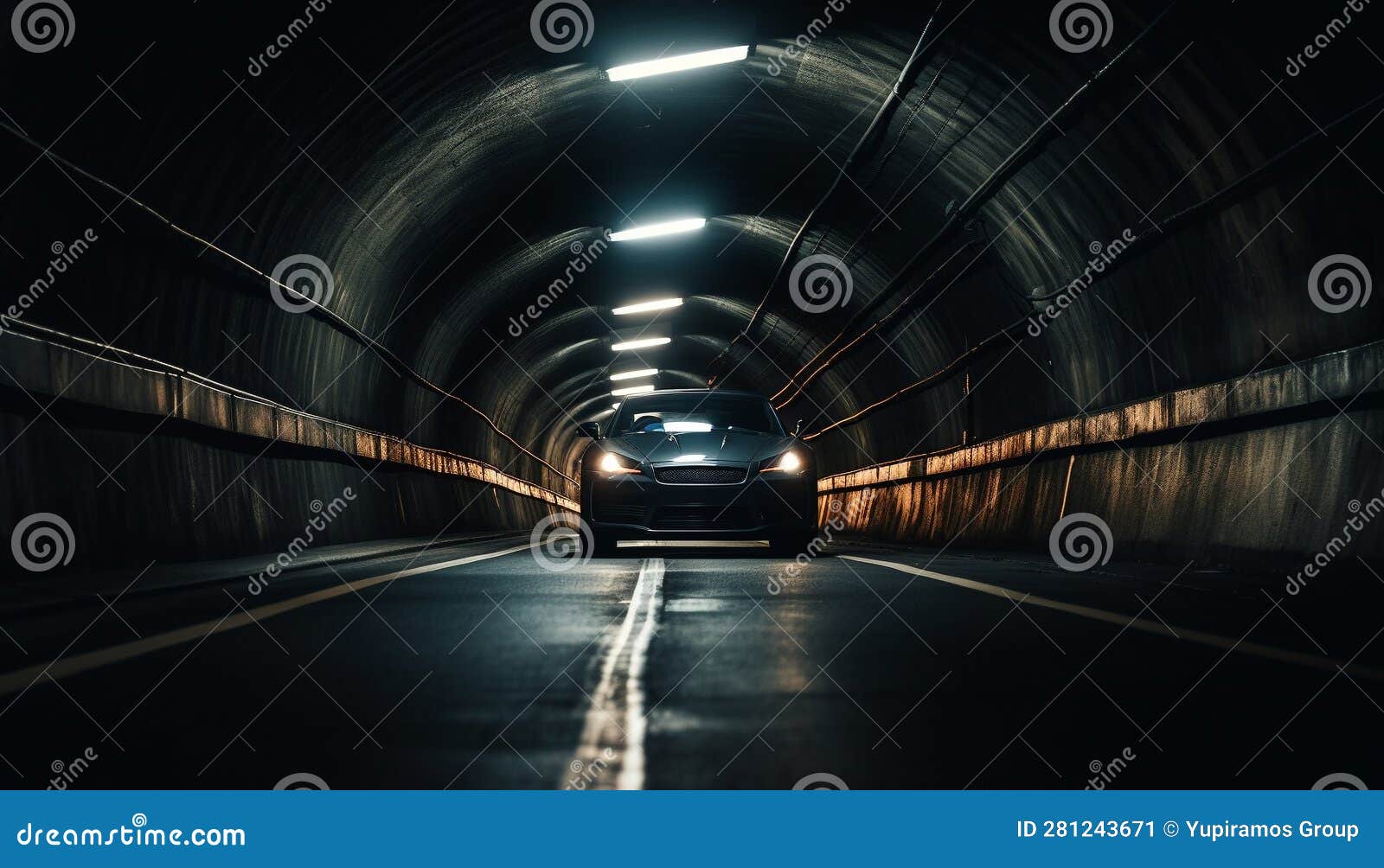 Fast Underground Subway Train Racing Through Neonlit Tunnels Overhead ...