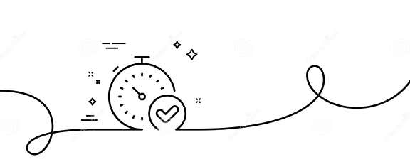 Fast Verification Line Icon. Approved Timer Sign. Continuous Line with Curl. Vector Stock ...