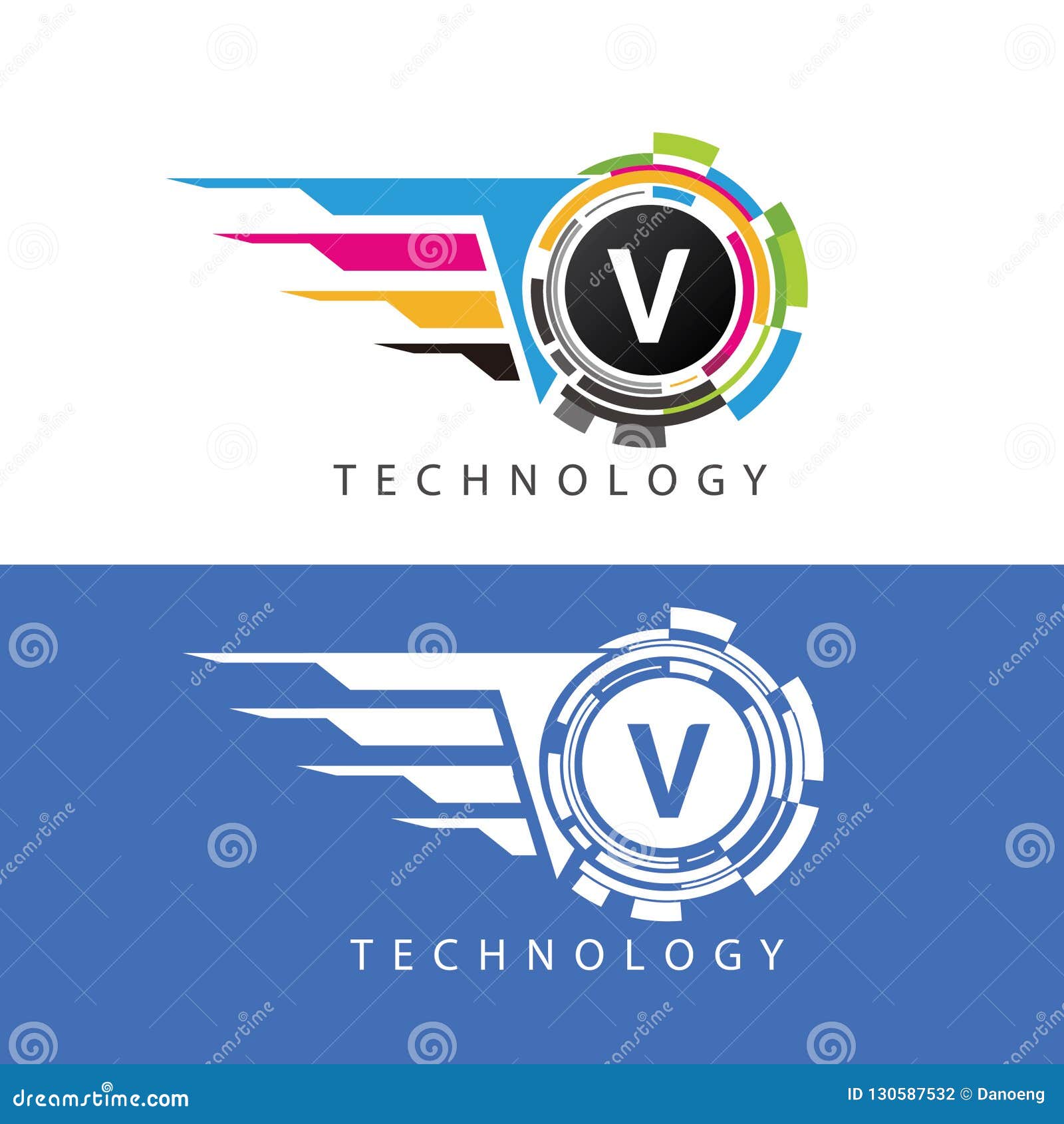 Fast Visual Pixel Data Digital V Letter Logo Stock Illustration ...
