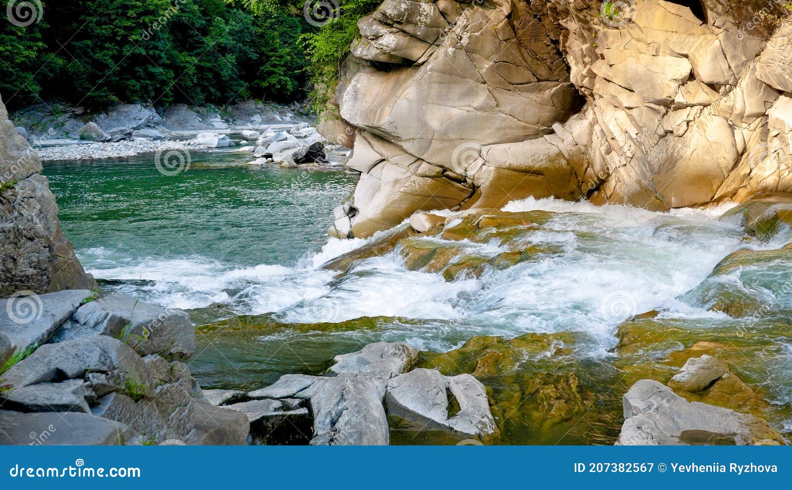 Fast Water Stream on the Waterfall Cascade in Mountains Flowing in Lake ...