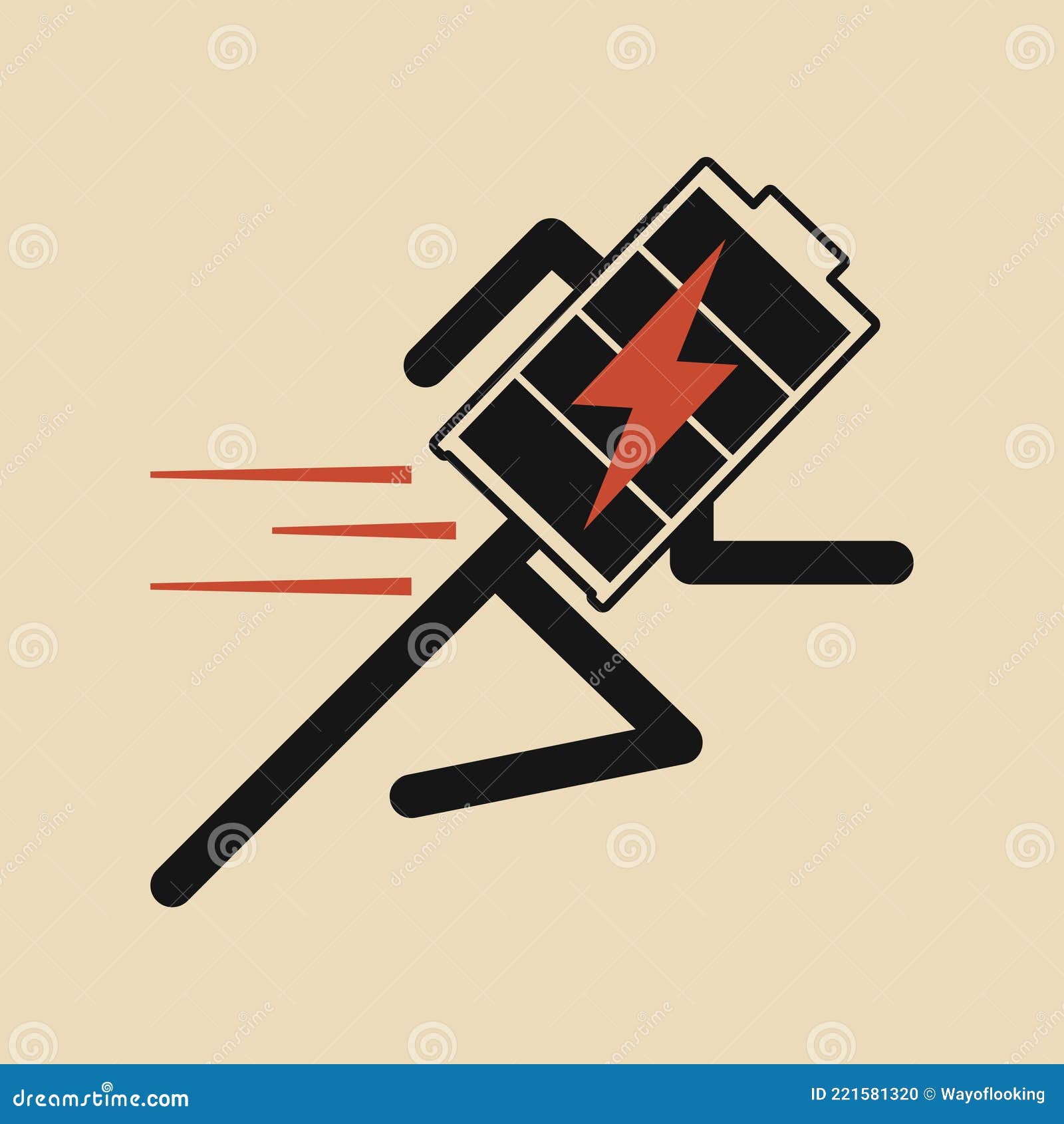 Fast Charging Battery Concept. Running Humanoid Battery Stock Vector ...