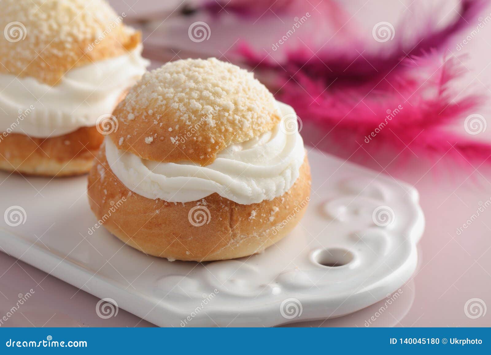 Fastelavn buns closeup stock photo. Image of carnival - 140045180