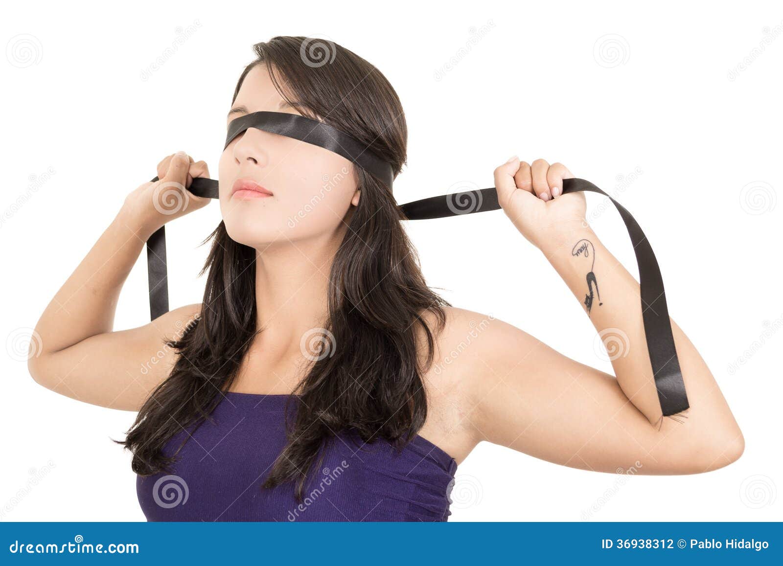Fastened eyes, bind woman stock photo. Image of emotion - 36938312