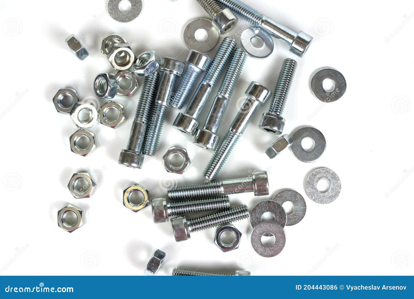Fasteners Stud with Nut on White Background Stock Photo - Image of ...
