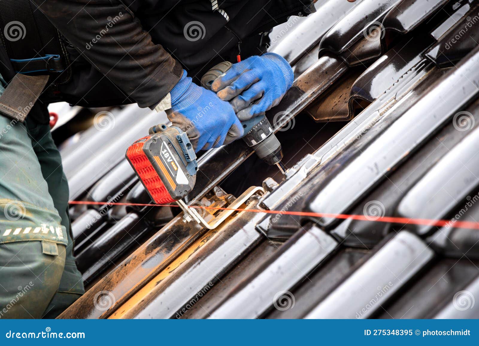Fastening a Bracket To the Roof for a Solar Panel Mounting System Stock ...
