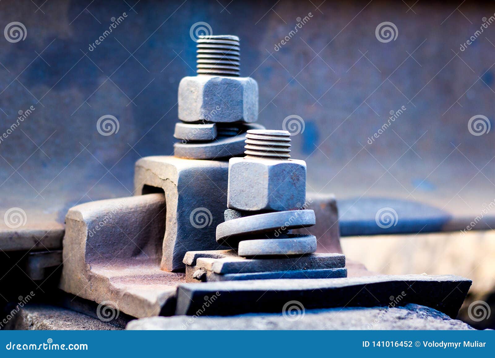 Fastening Parts Using Bolts and Nuts on the Railroad Track_ Stock Photo ...