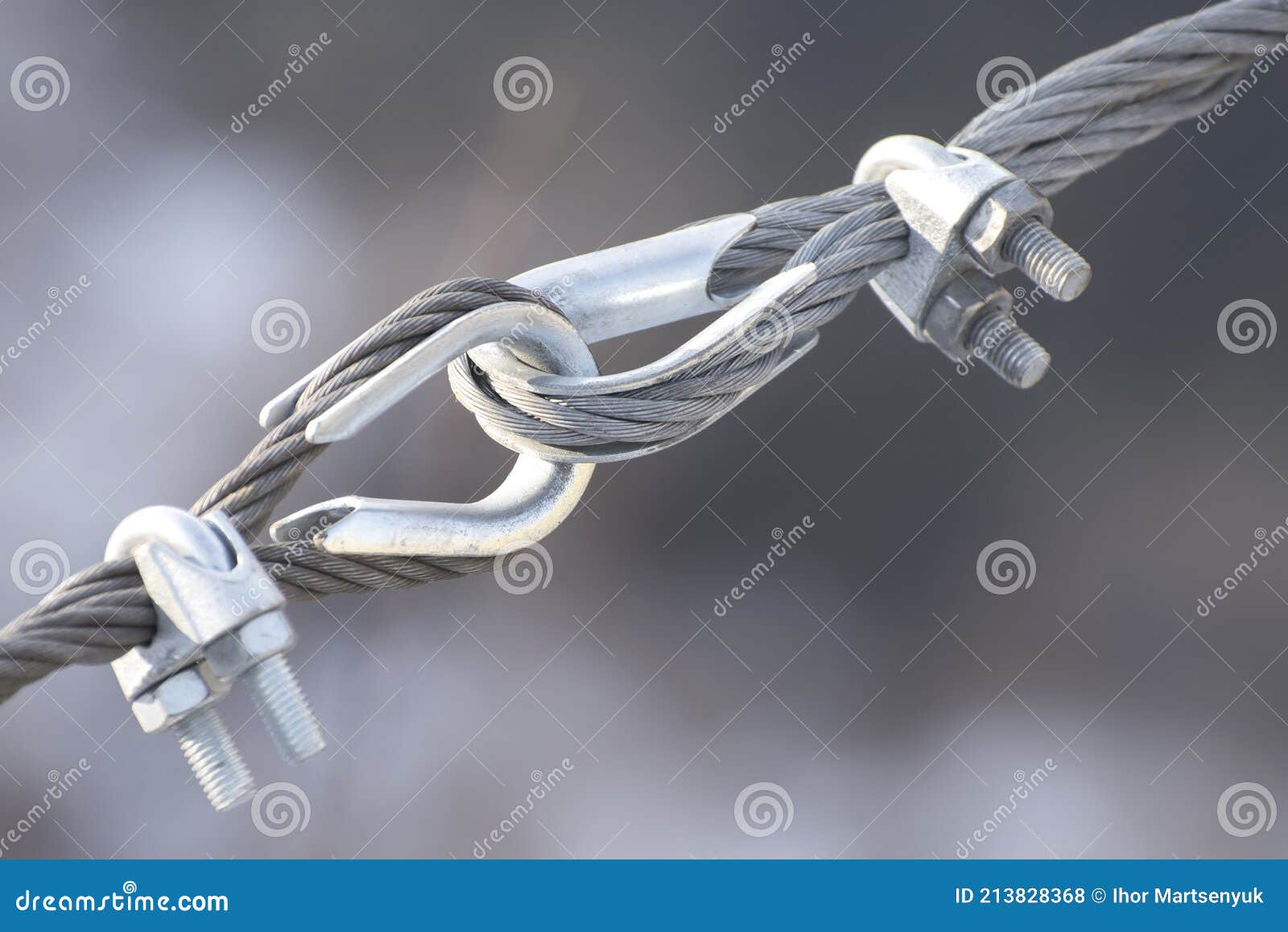 Fastening of Two Iron Cables with Thimble Swivel. Flexible Connections ...