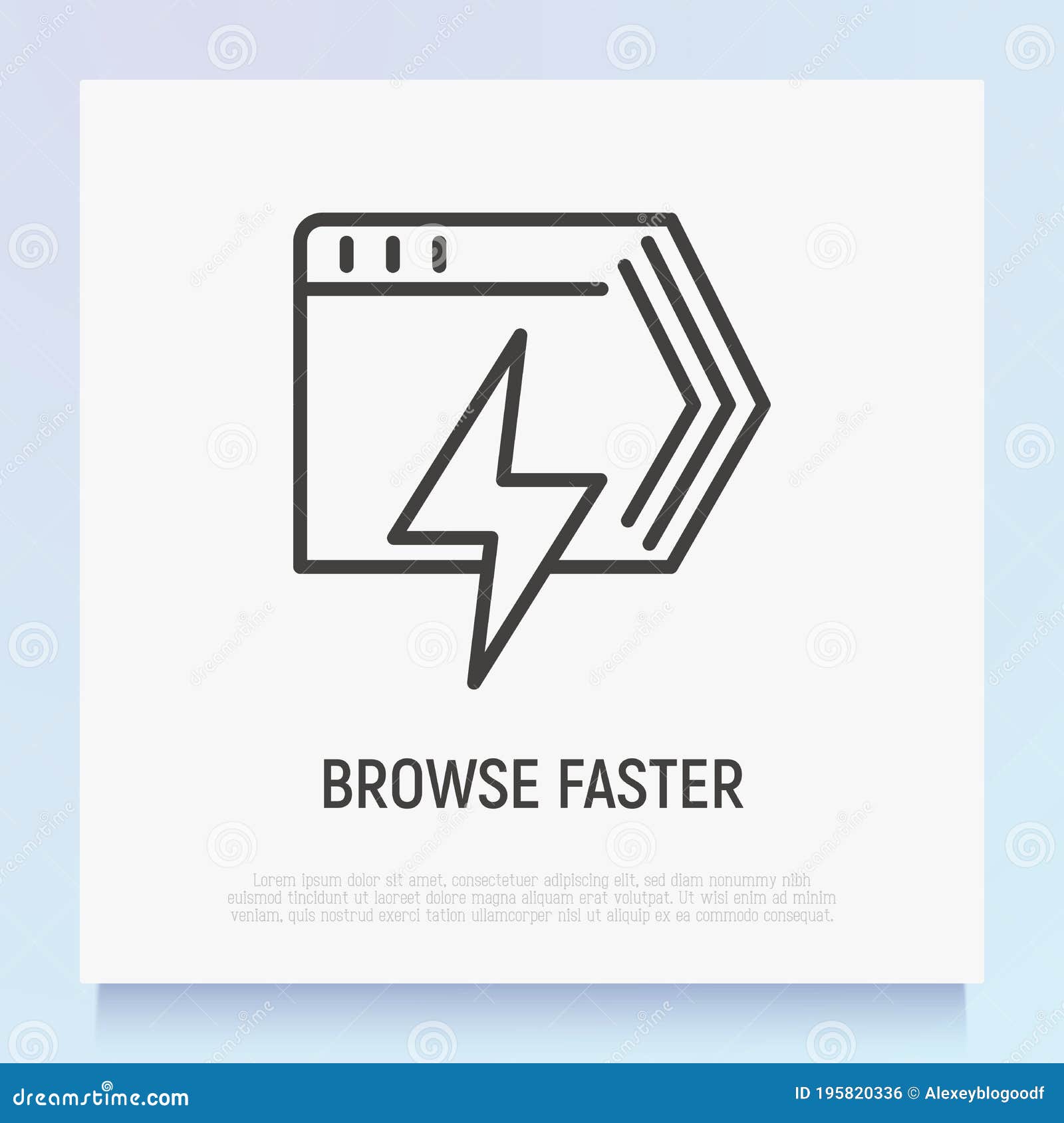 Faster Browser Thin Line Icon. Web Page with Flash Stock Vector ...