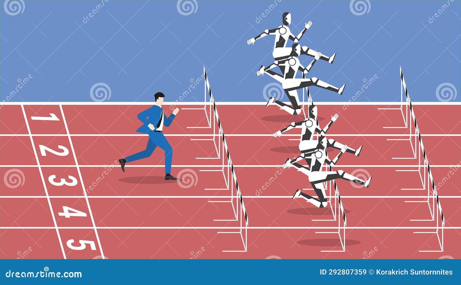 Overcome Obstacles And Success Concept. Businessman Holding Red Arrow ...