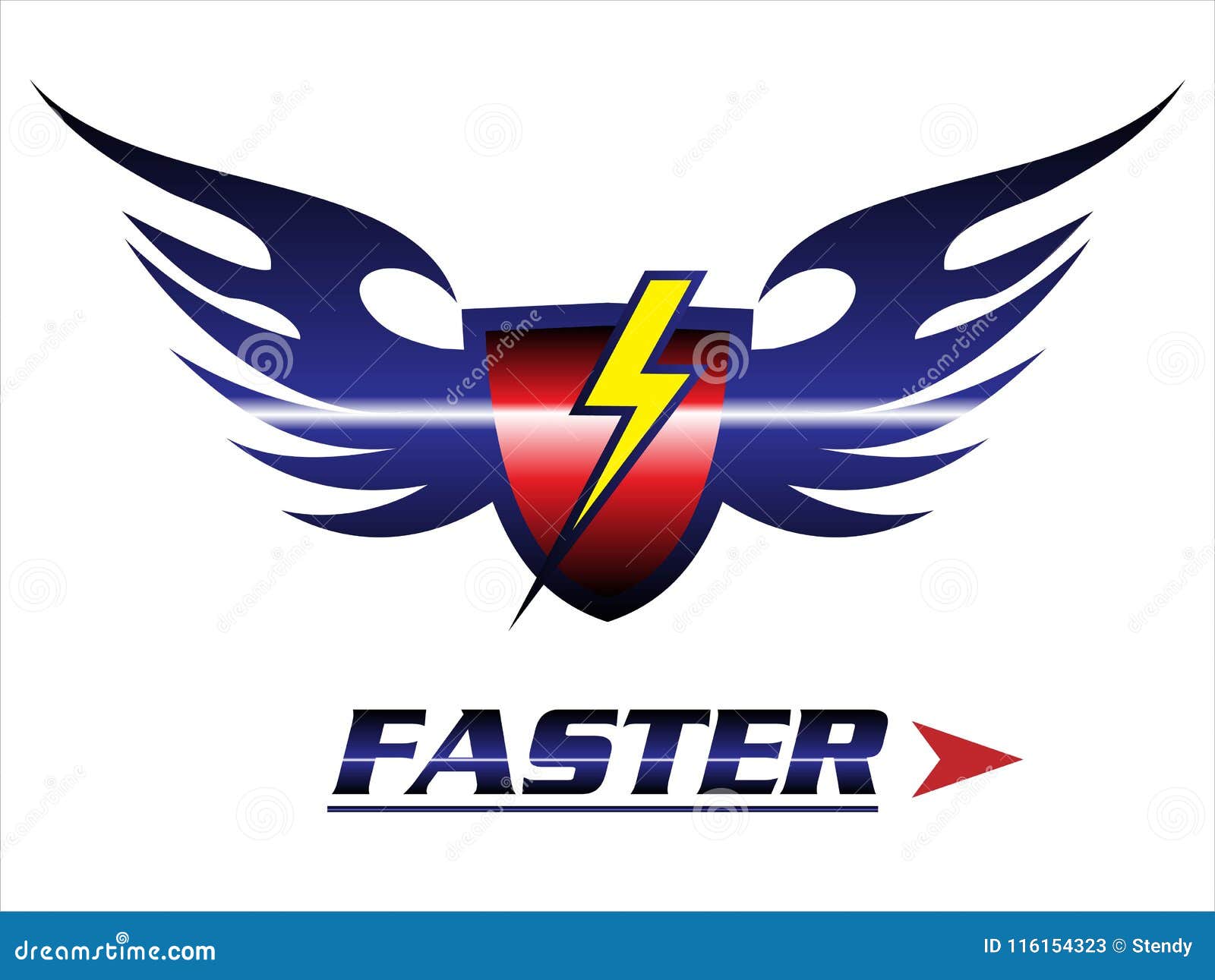 Faster. Shield & Wings with the Light Icon Stock Vector - Illustration ...