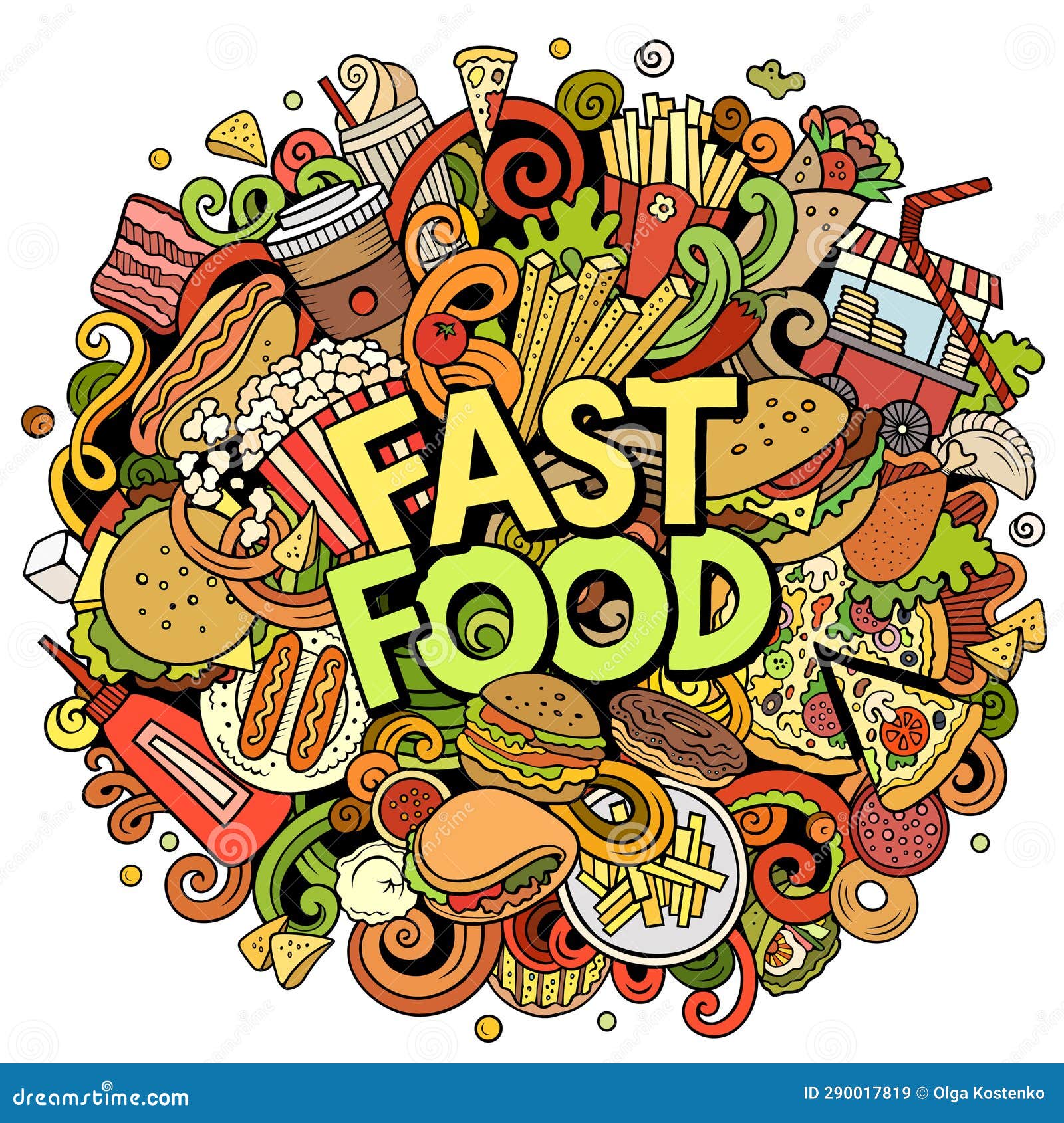 Fastfood Cartoon Doodle Illustration Stock Vector - Illustration of ... Fastfood Cartoon Doodle Illustration Stock Vector - Illustration of ...