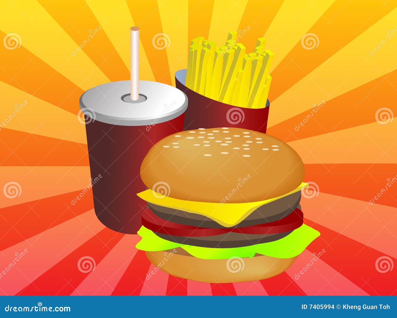 Fastfood Combo Cartoon Vector | CartoonDealer.com #7406009