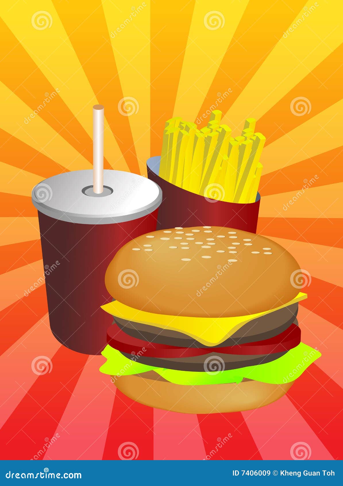 Fastfood Combo Cartoon Vector | CartoonDealer.com #7406009