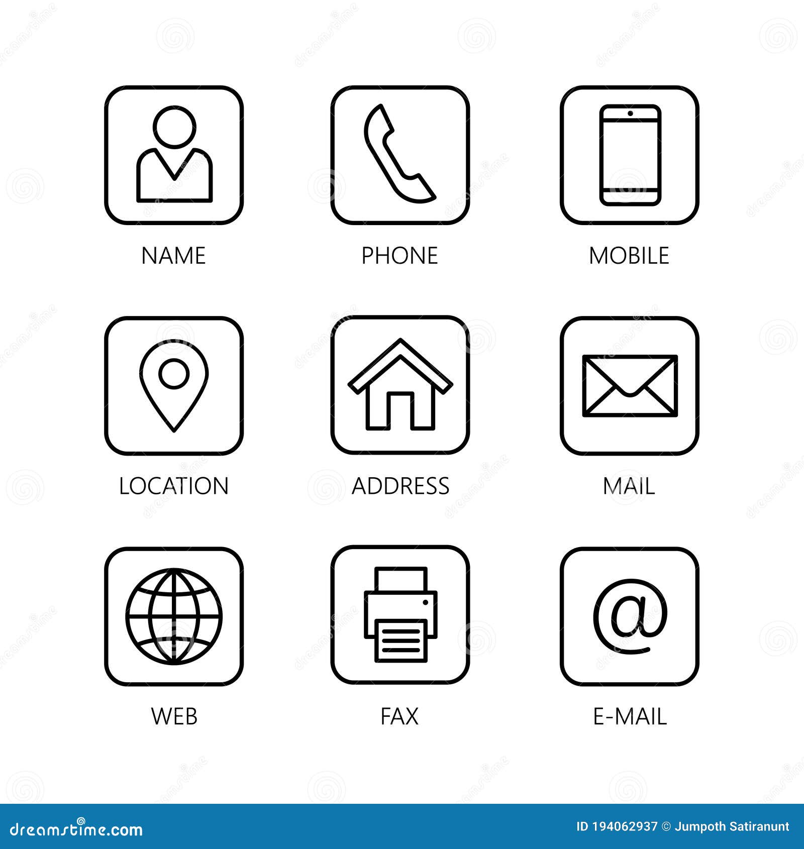 Contact Icon. Outline Style Thin Design From Business Icons Collection ...
