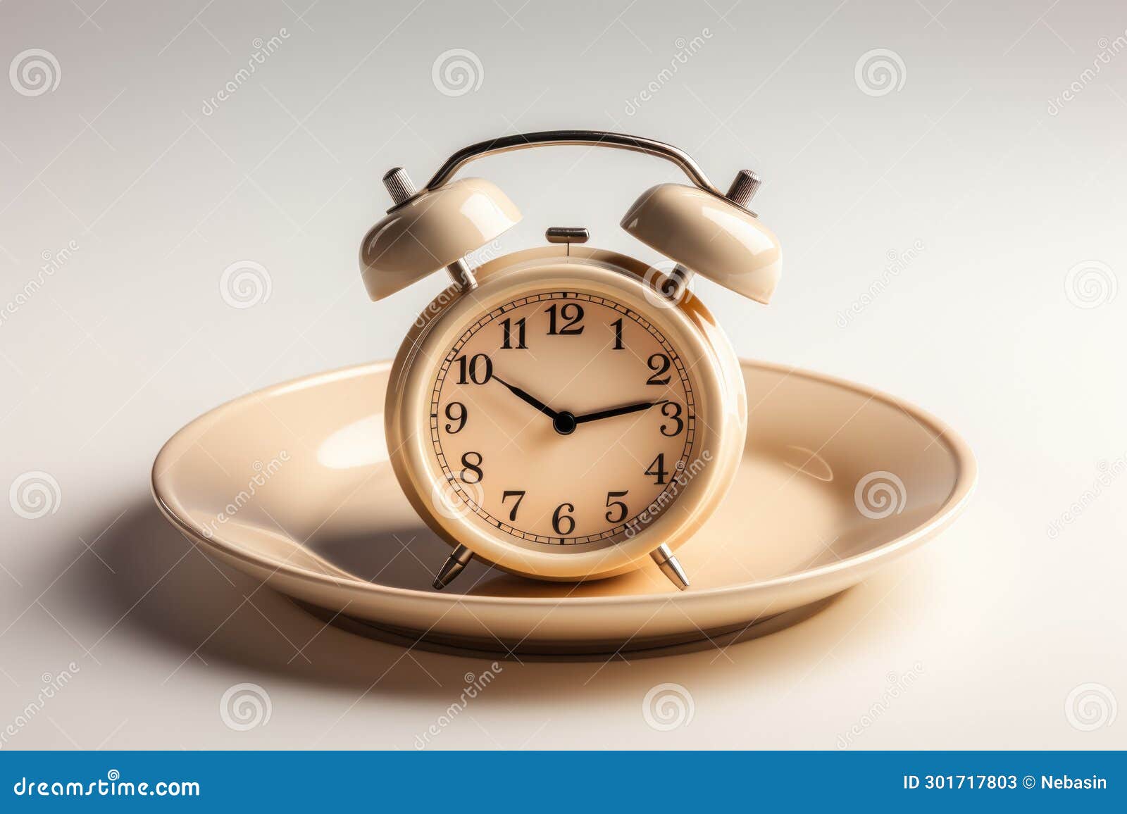 Fasting Time Management Concept: Alarm Clock on a Plate Stock Image ...