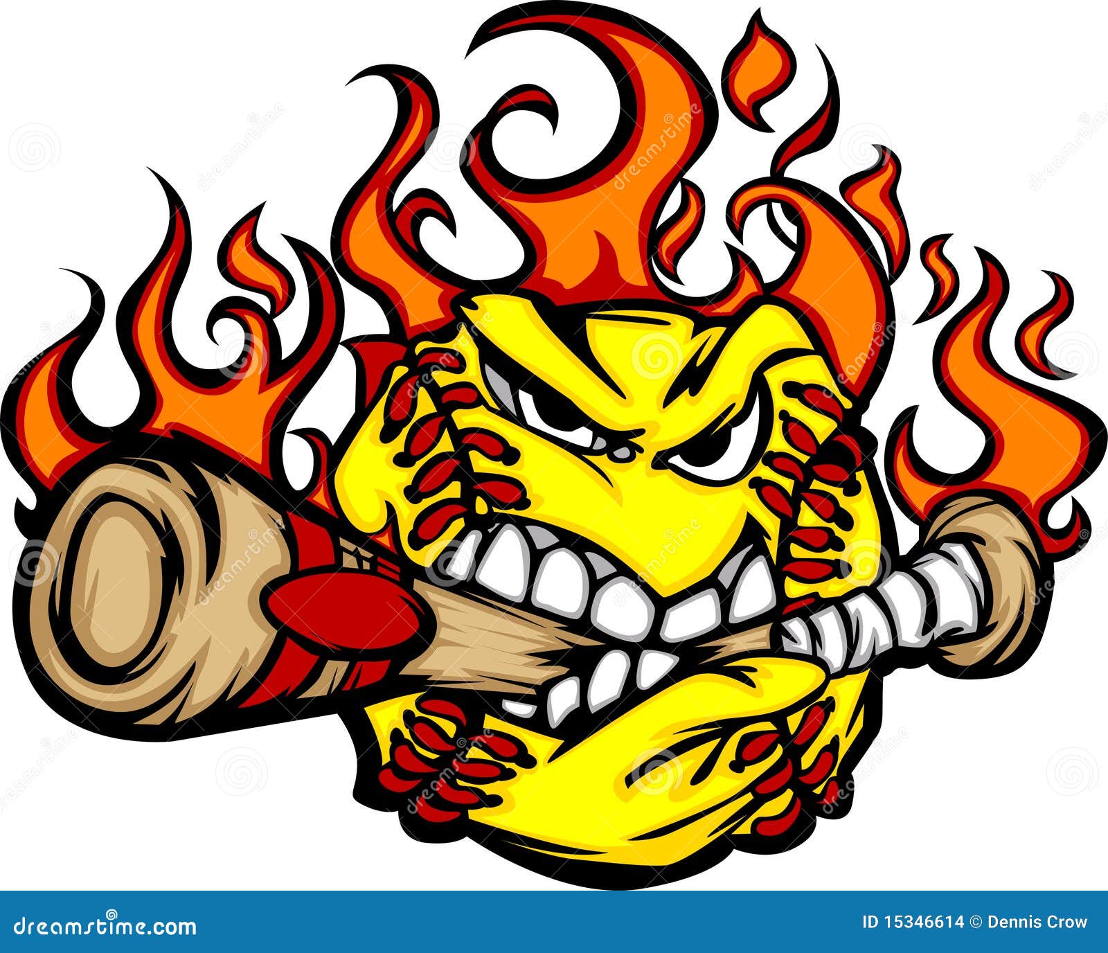 Fastpitch Softball Fire Ball Face Vector Image Stock Vector ...