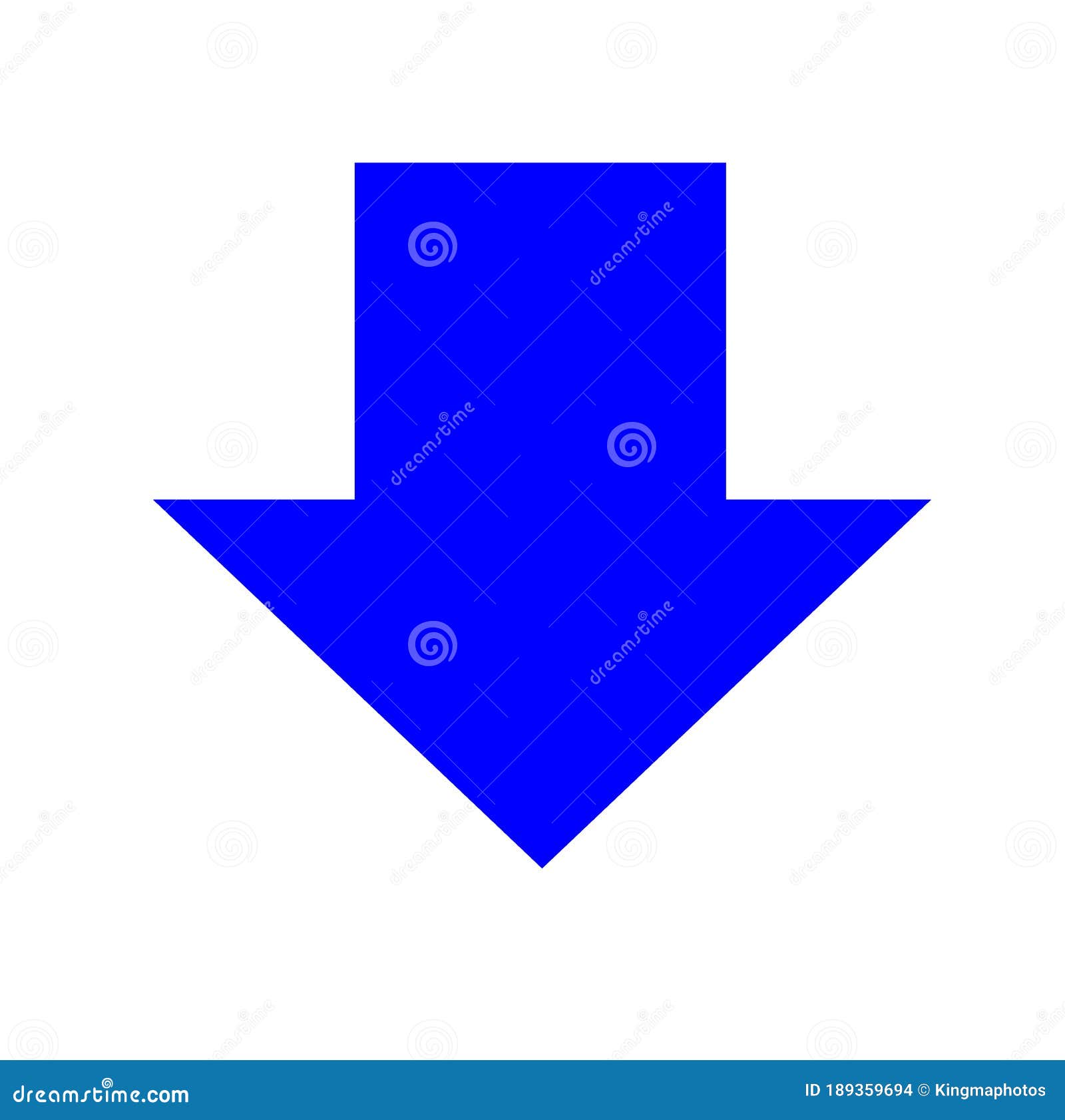 Blue Large Downward Pointing Solid Arrow Icon Sketched As Vector Symbol ...