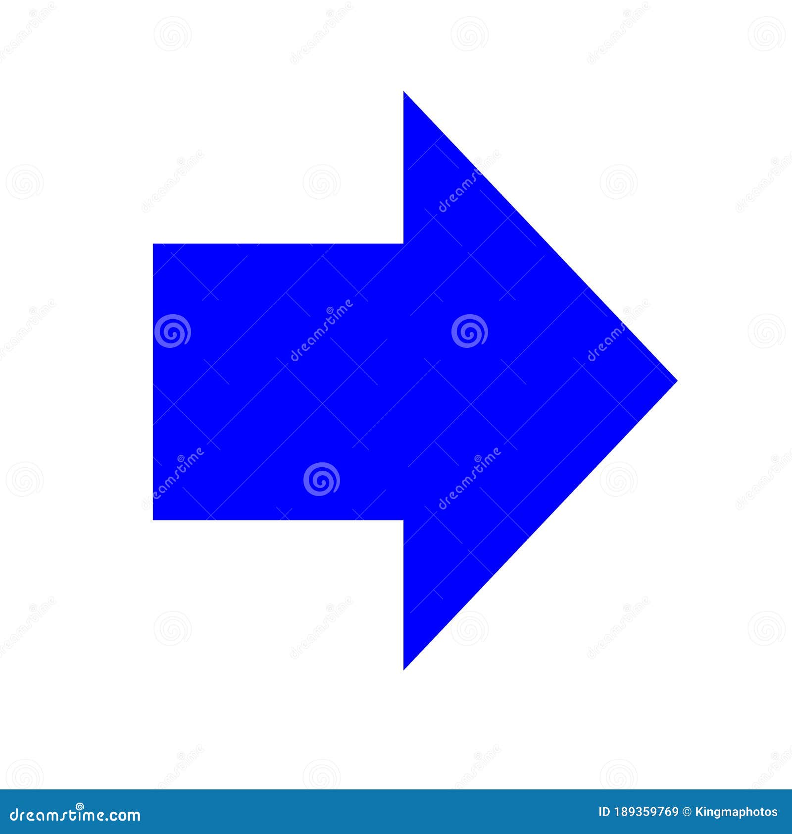Blue Large Forward or Right Pointing Solid Arrow Icon Sketched As ...