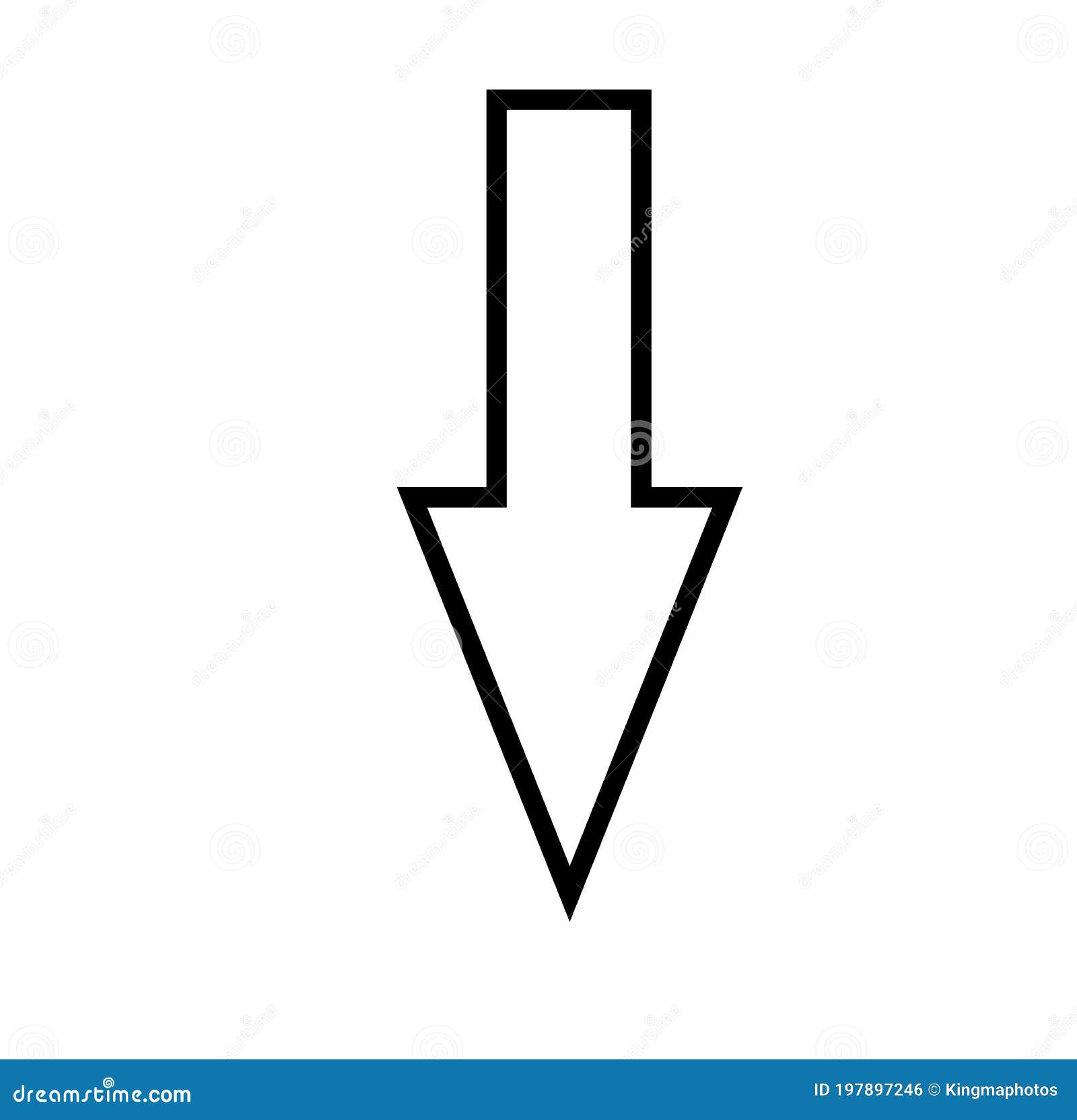 Black Large Downward or Down Pointing Solid Arrow Icon Sketched As ...