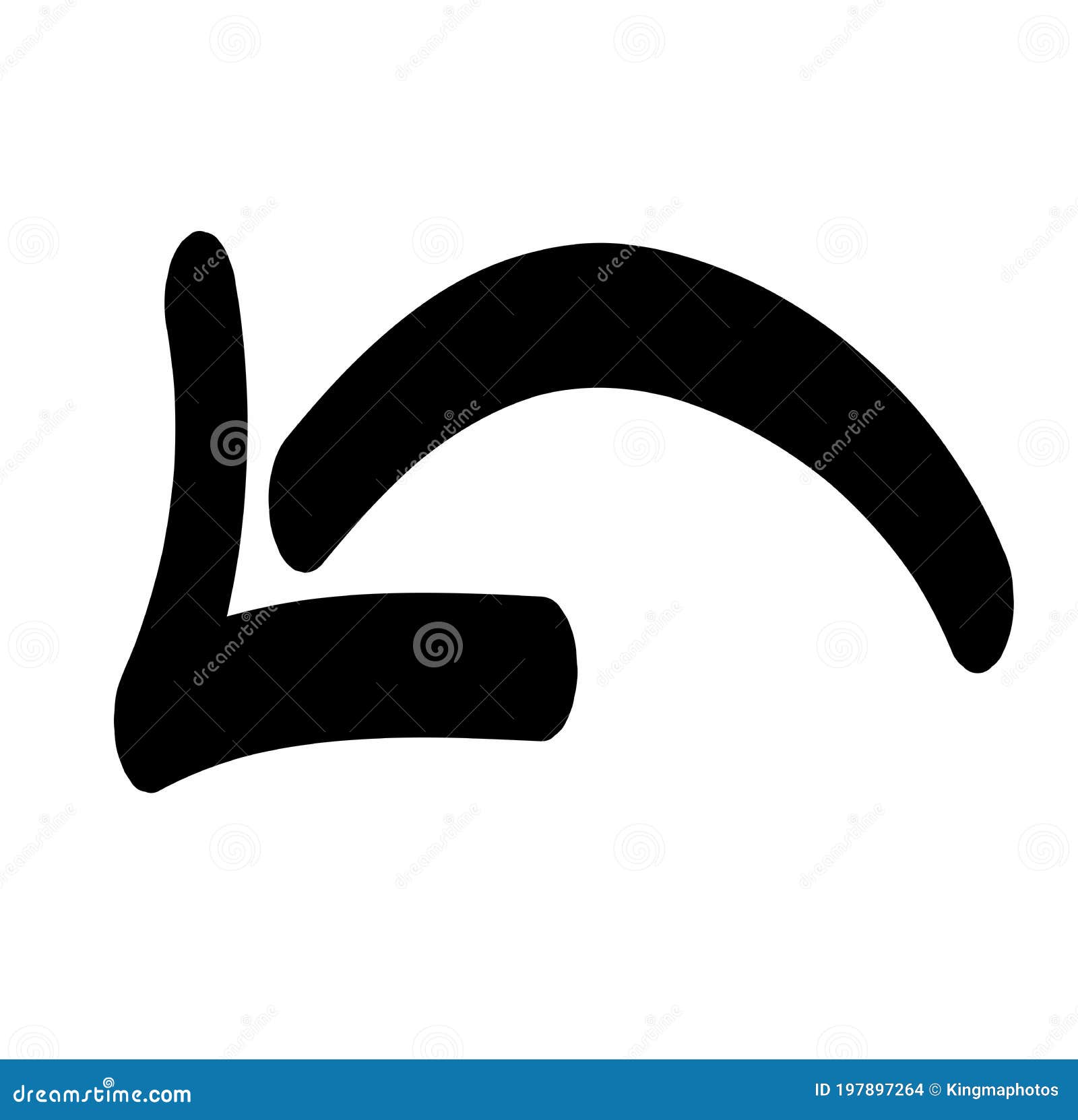 Black Calligraphy Rounded Downwards or Left Pointing Solid Long Arrow ...