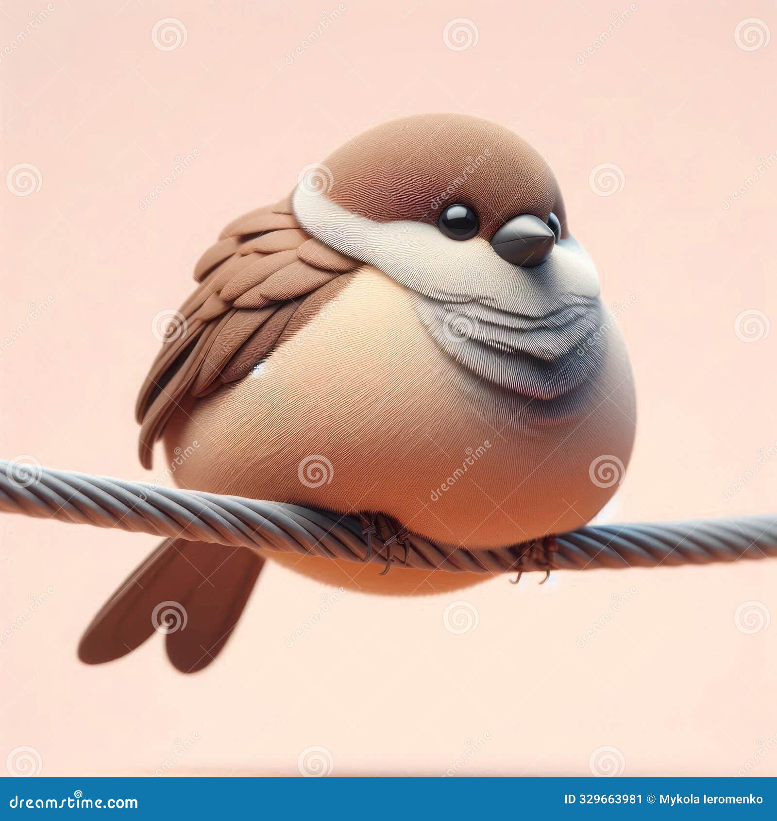 Fat Bird Sitting on a Wire. Stock Illustration - Illustration of sweet ...