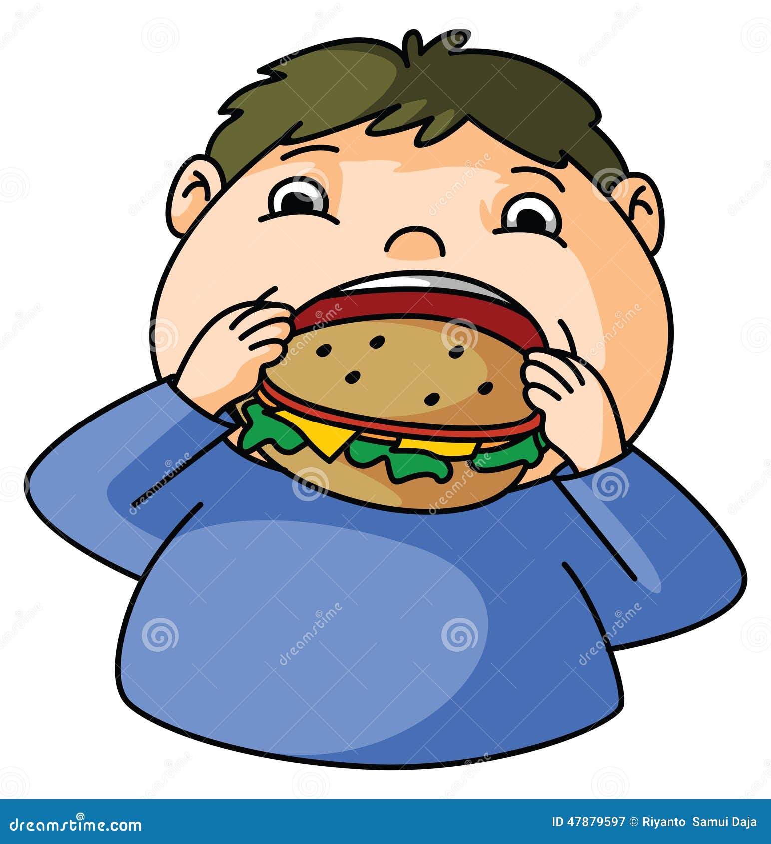 Fat Boy eats burger stock vector. Illustration of snack - 47879597
