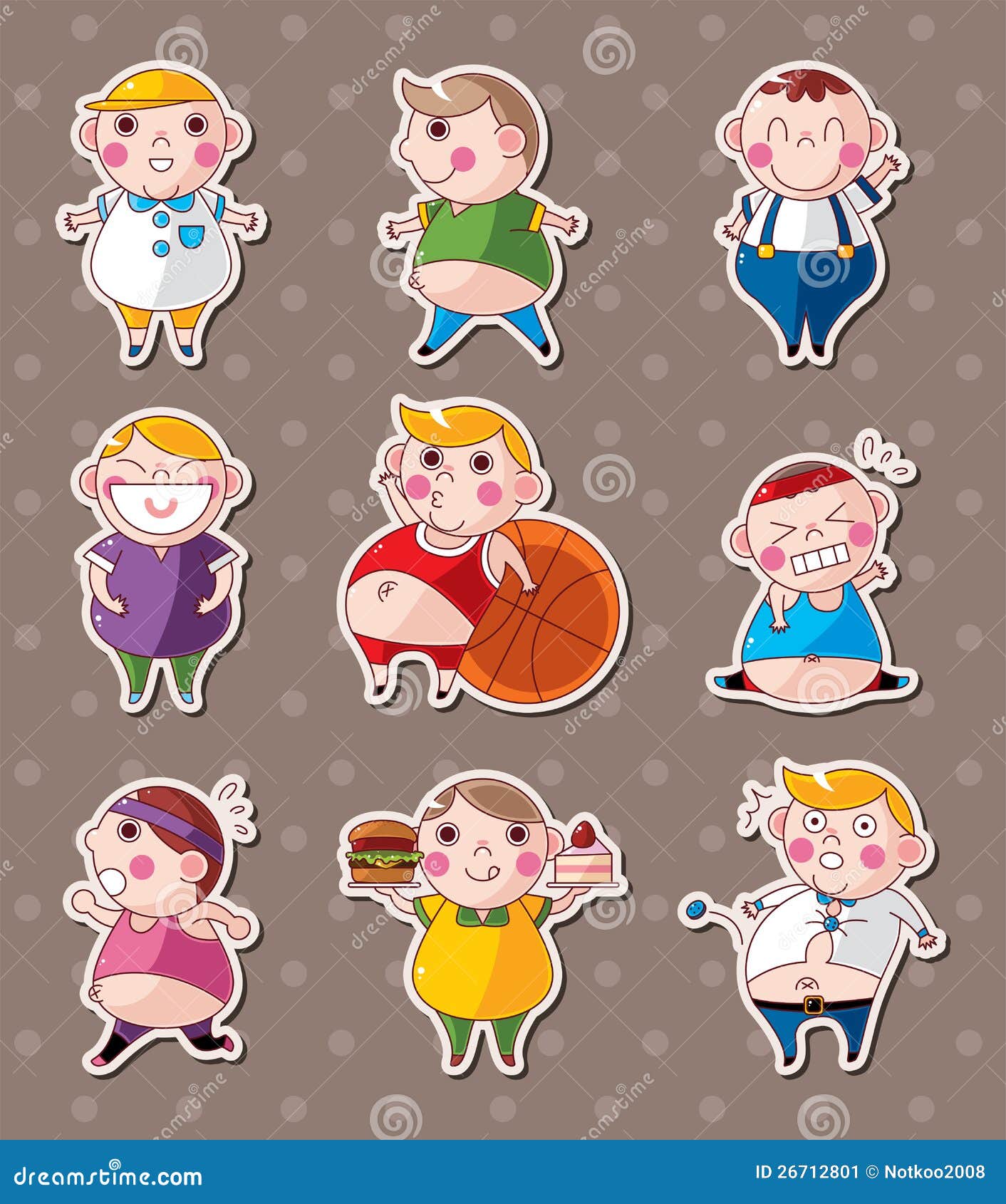 Fat boy stickers stock vector. Illustration of housewife - 26712801