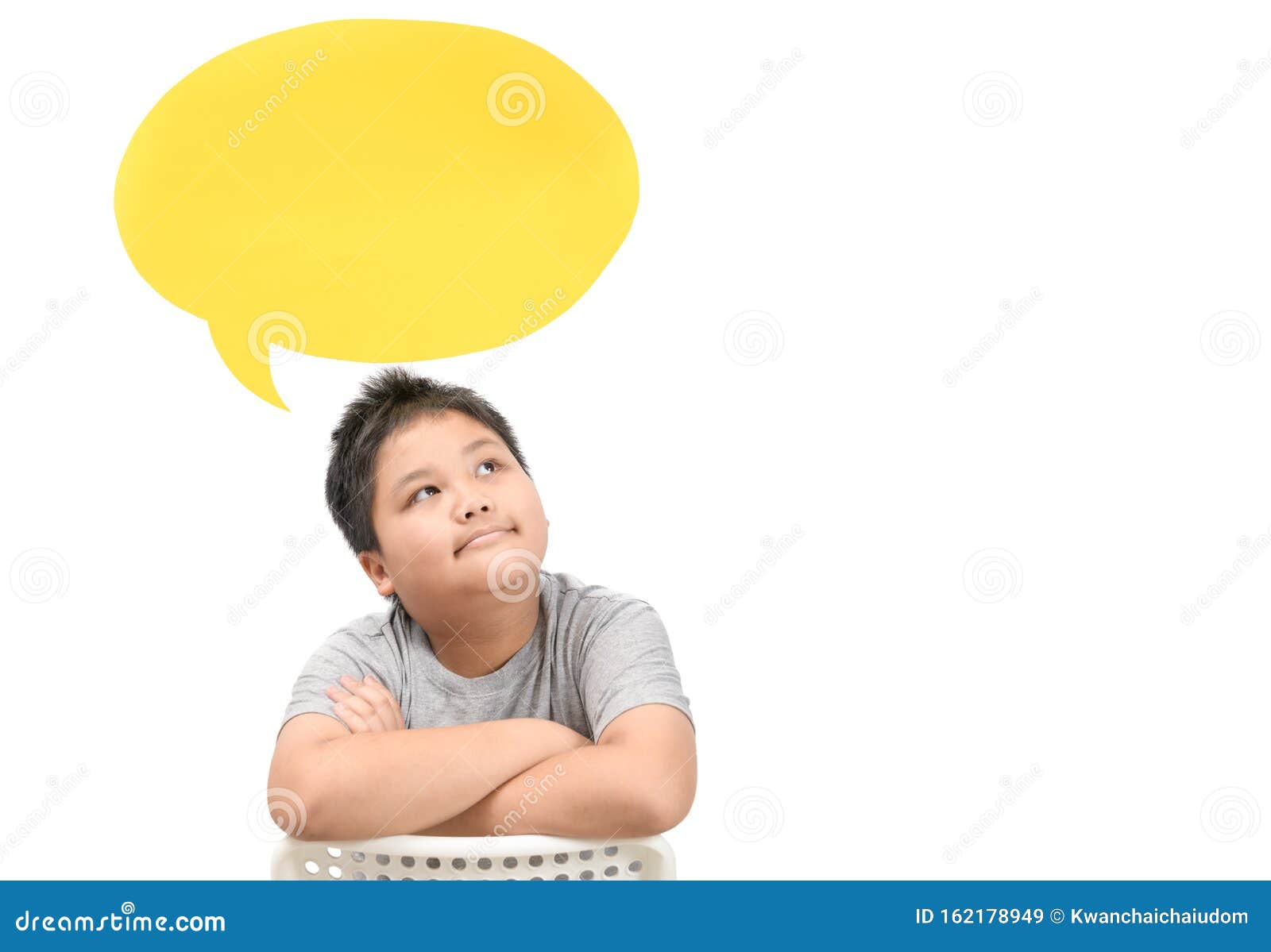 Fat Boy Thinking with with Speech Bubble Isolated Stock Image - Image ...