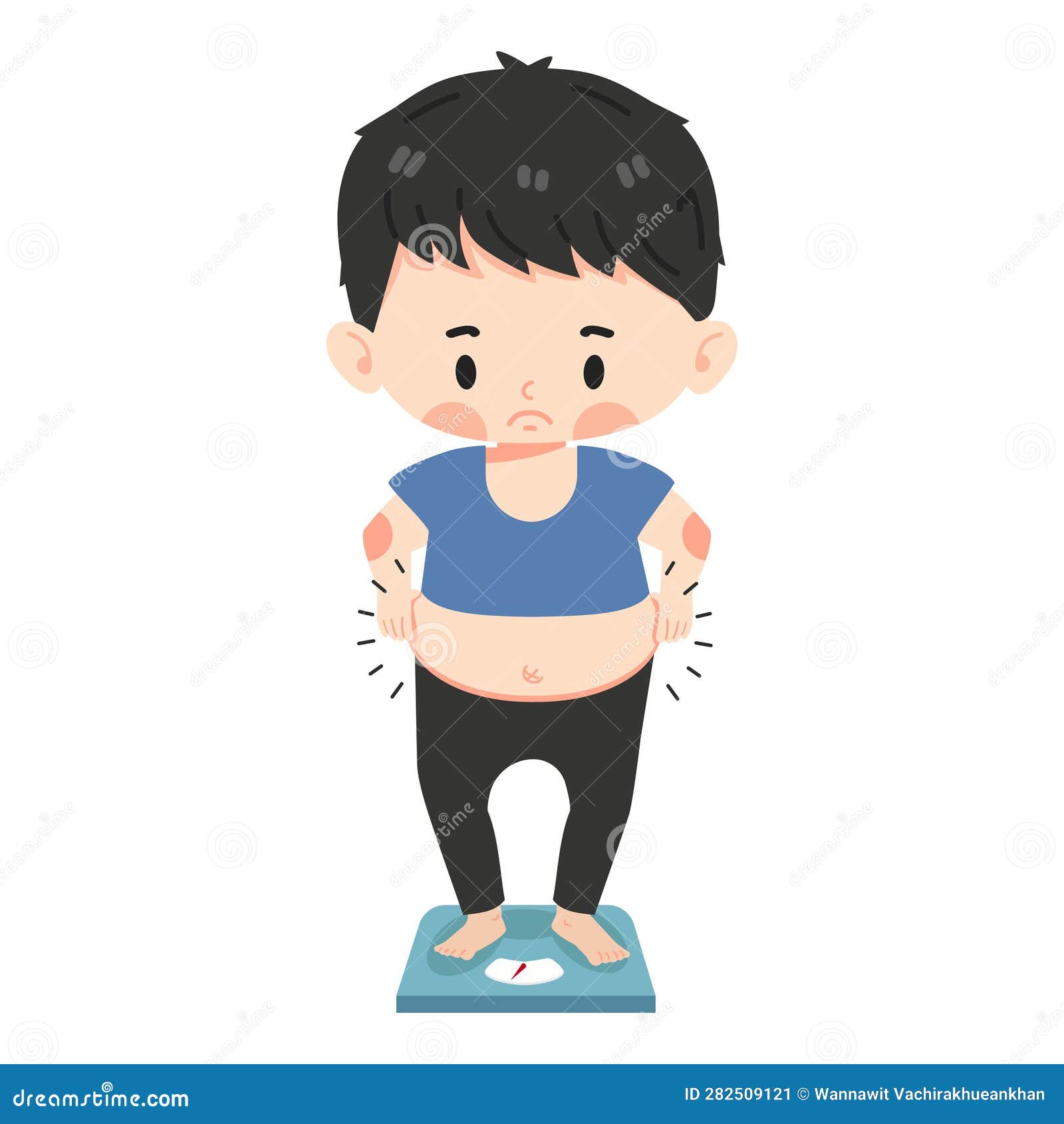 Fat Boy Weighing Scale Weight Stock Vector - Illustration of cute ...