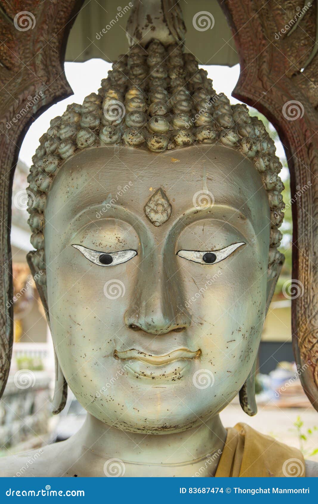 The Fat Buddha Head in Thai Temple Stock Photo - Image of monument ...