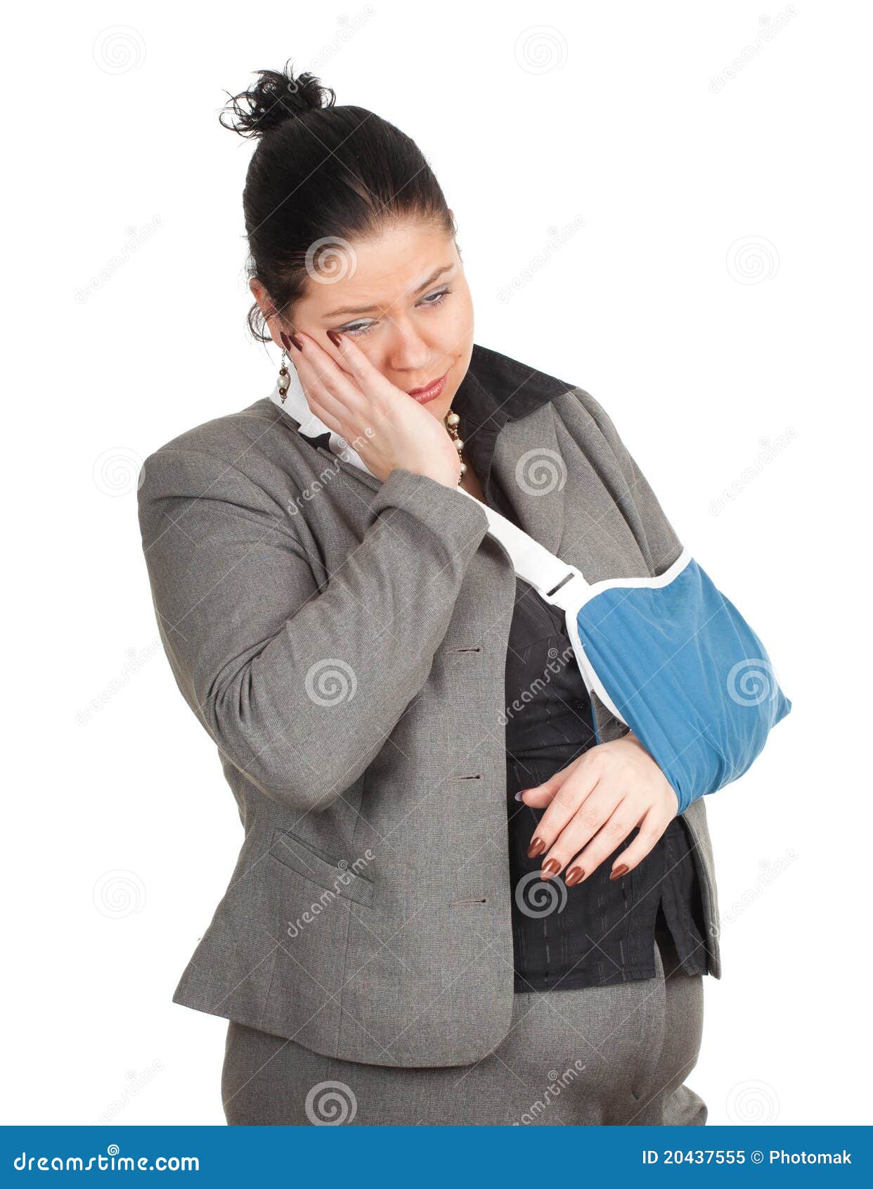 Fat Businesswoman with Broken Hand Stock Image - Image of overweight ...
