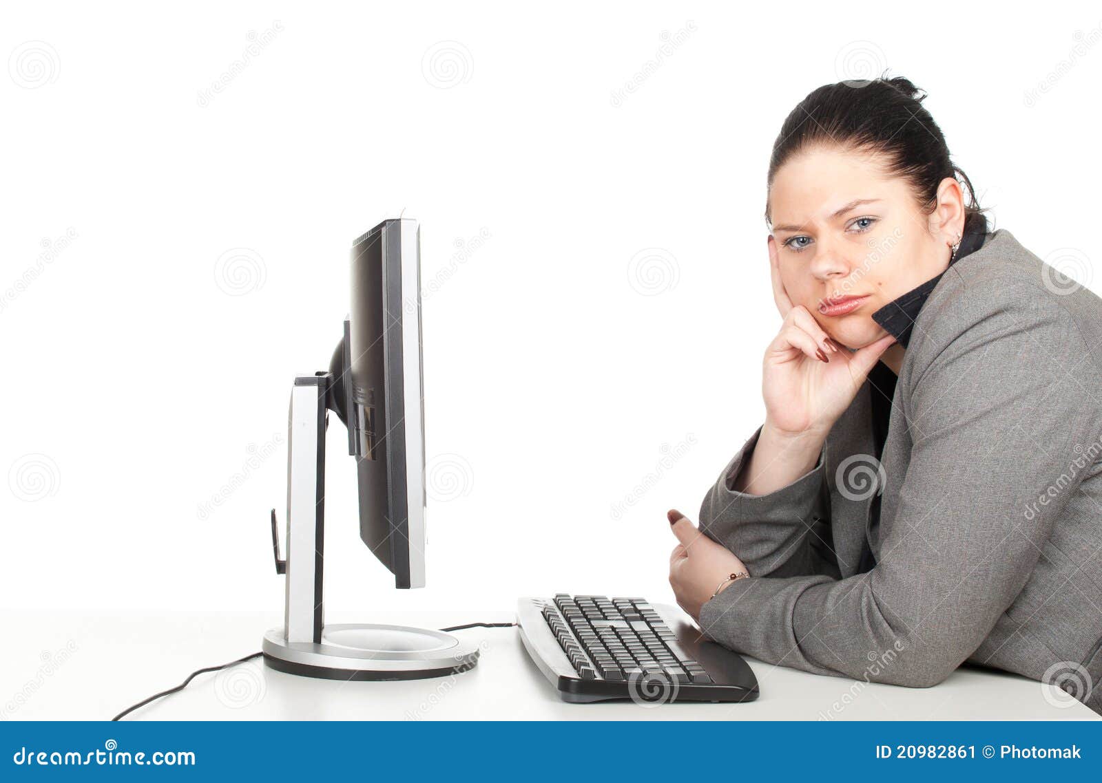 Fat Businesswoman and Computer Stock Image - Image of horrible ...