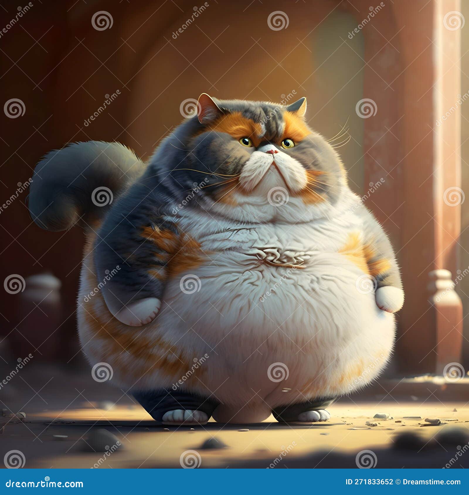 Fat cartoon cat stock illustration. Illustration of tail - 271833652