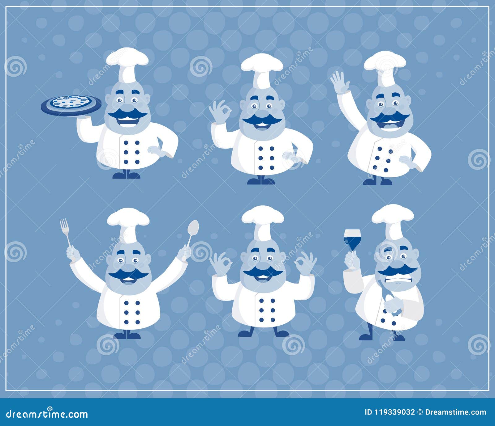 Fat Cartoon Chef Blue Flat Vector Illustration Design Stock Vector ...