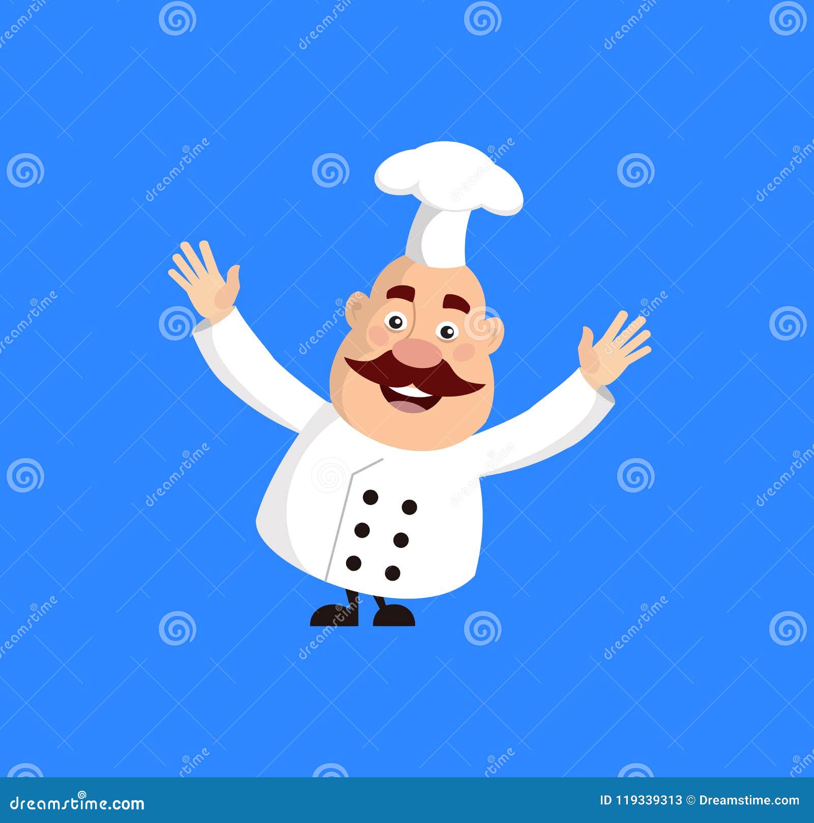 Fat Cartoon Chef Happy Flat Vector Illustration Design Stock Vector ...