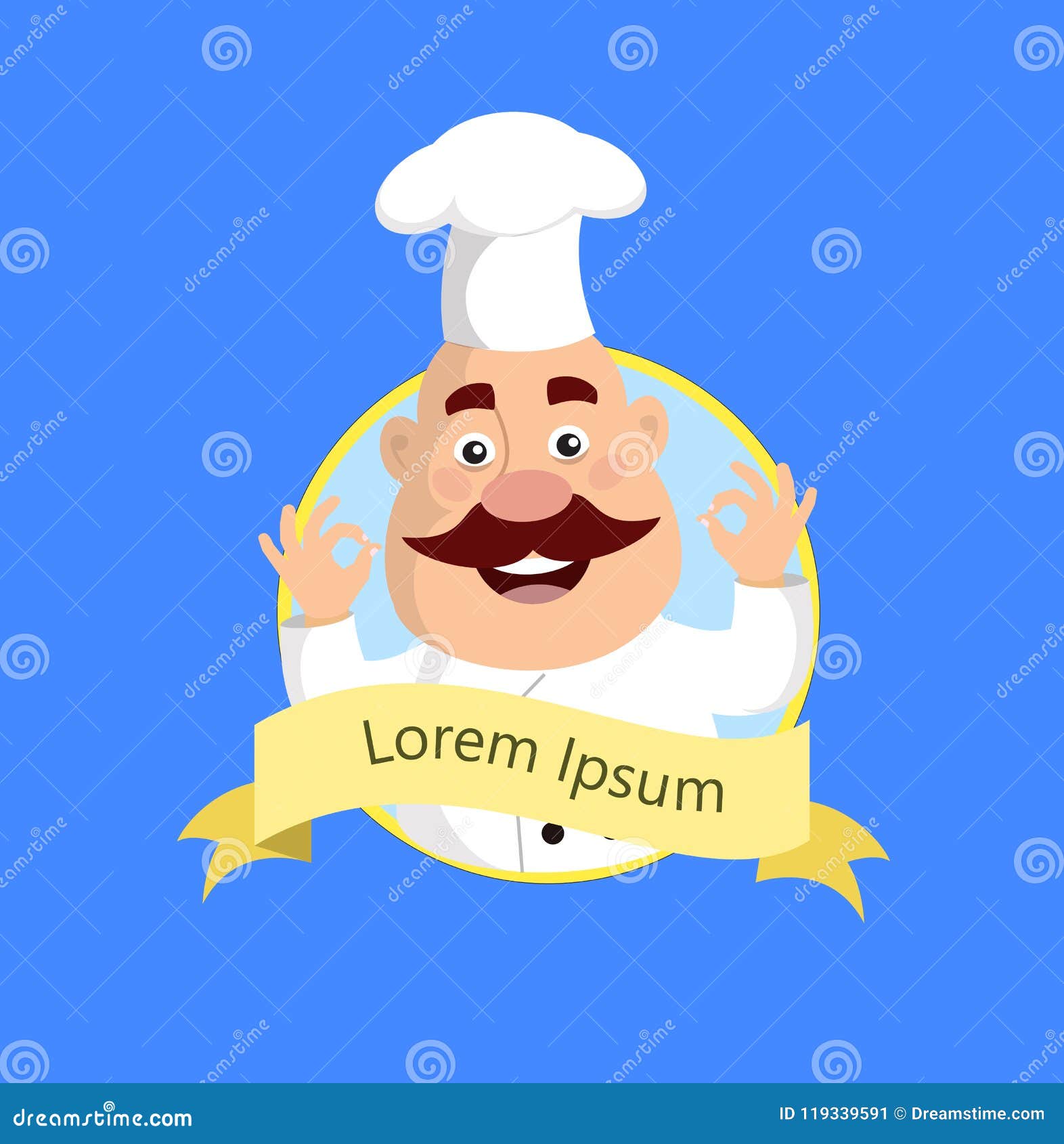 Fat Cartoon Chef Logo Flat Vector Illustration Design Stock Vector ...