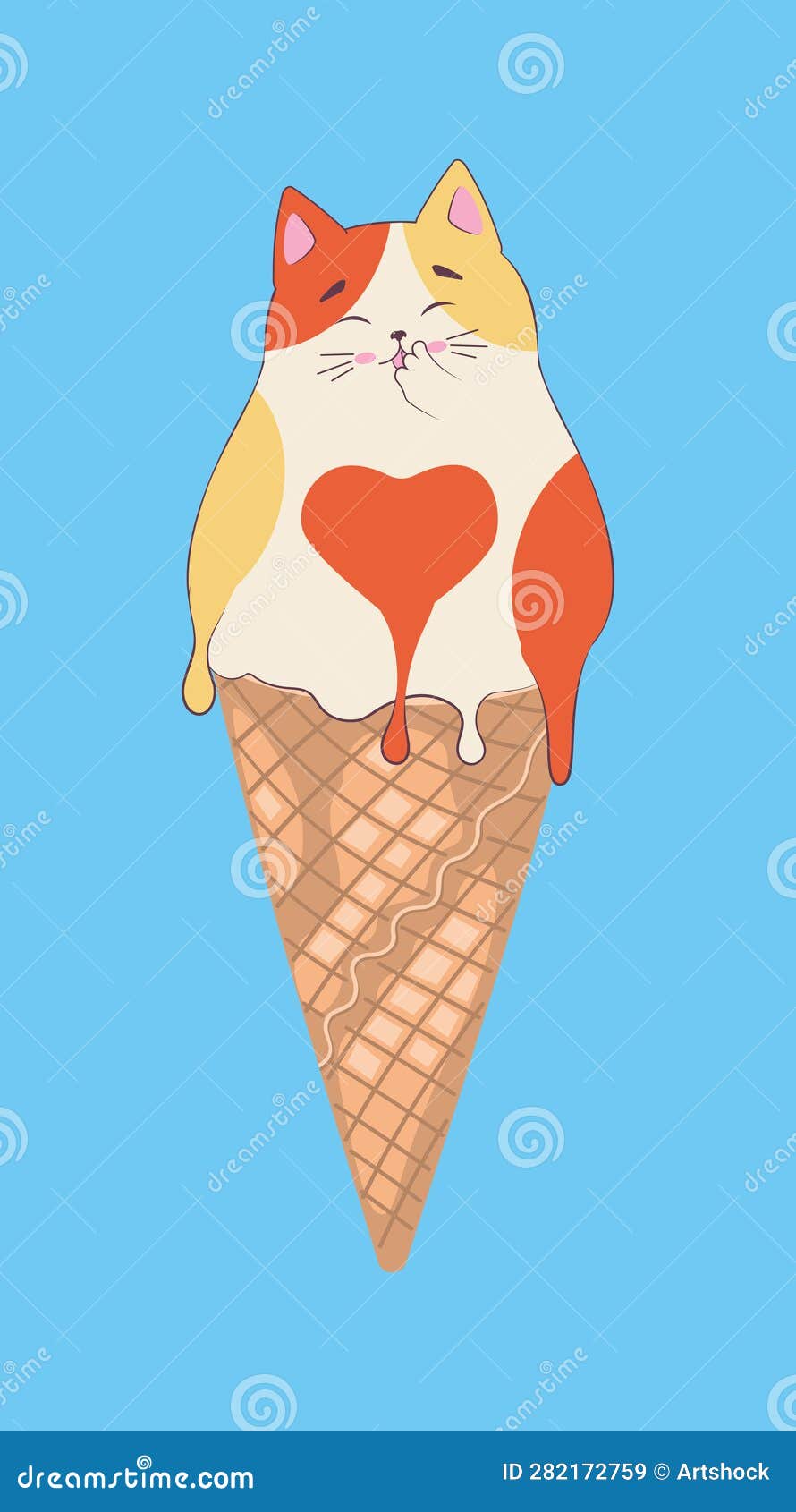 Fat cat ice cream stock vector. Illustration of vector - 282172759