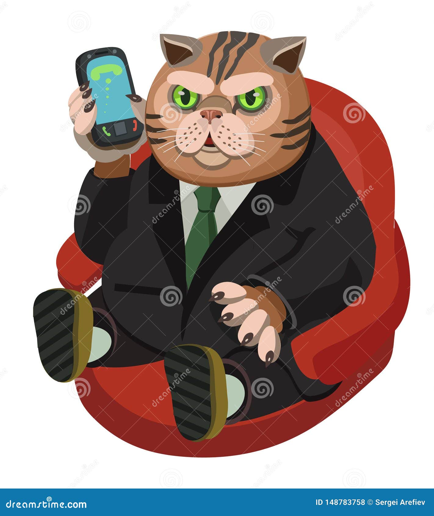 Fat Cat Talking on a Mobile Phone Stock Illustration - Illustration of ...