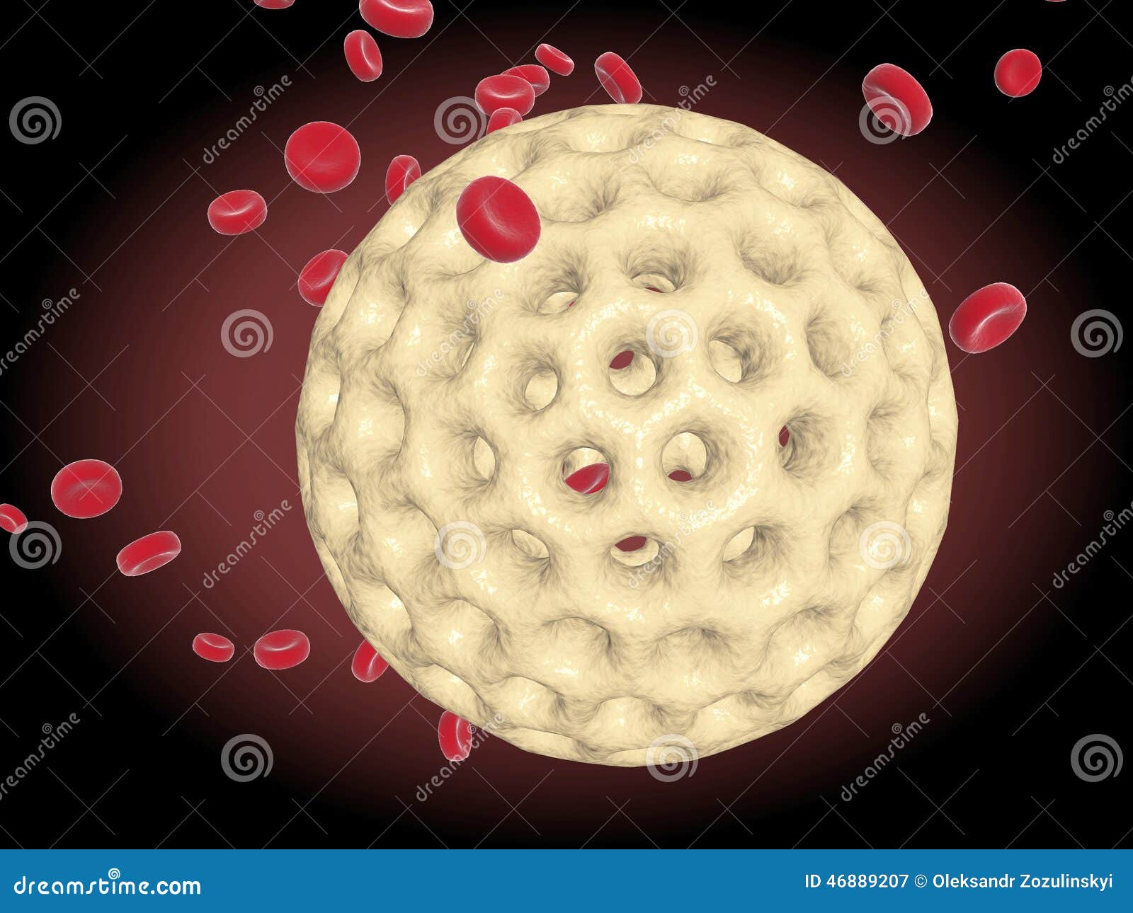Fat Cell Against a Background of Blood Cells. Raster Stock Illustration ...