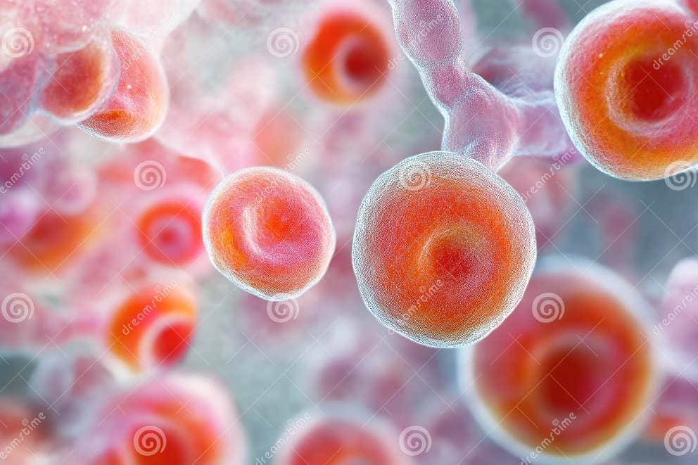 Fat Cell Composition Under Microscope. Stock Illustration ...