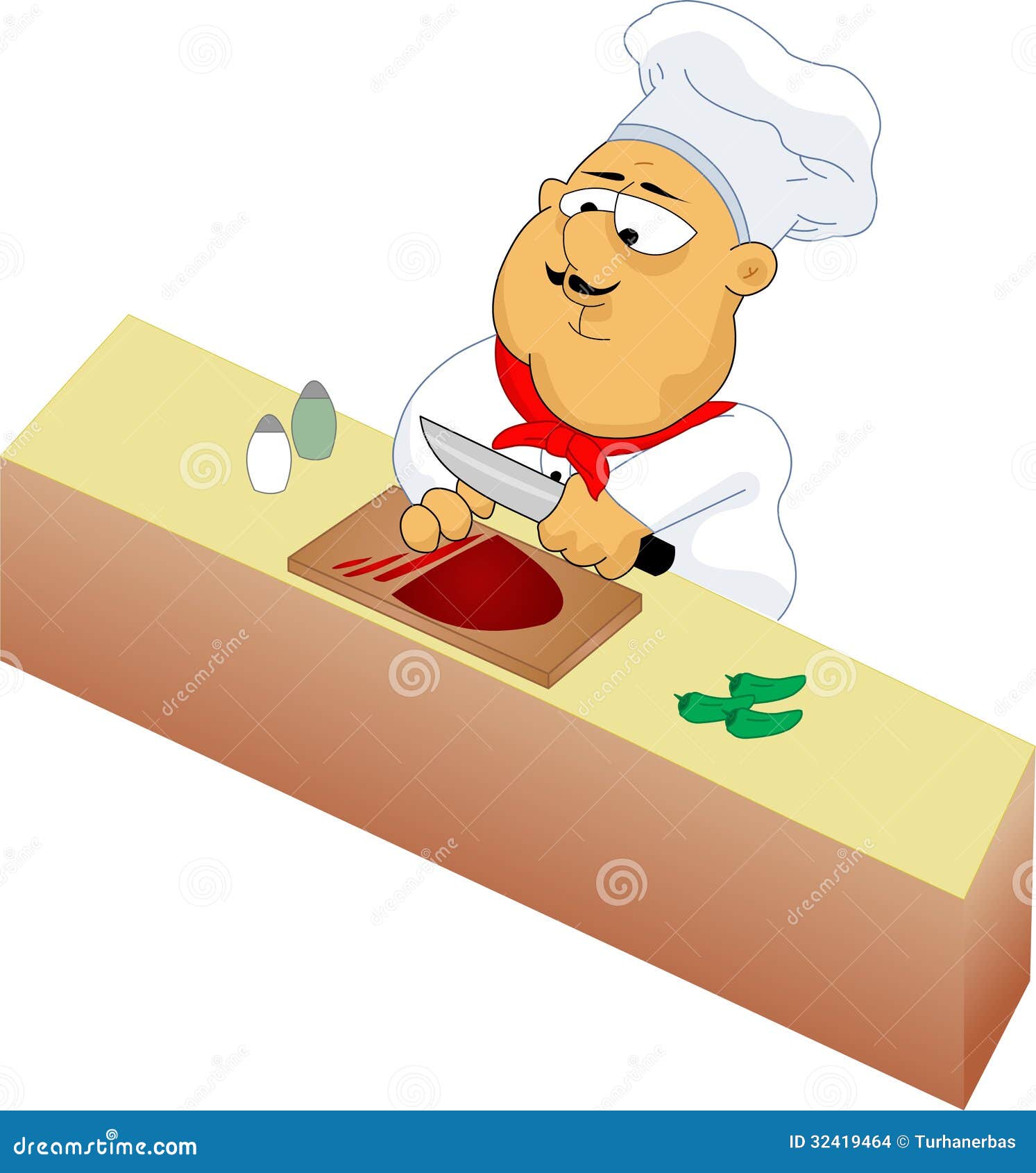 Fat chef cooking stock illustration. Illustration of hand - 32419464