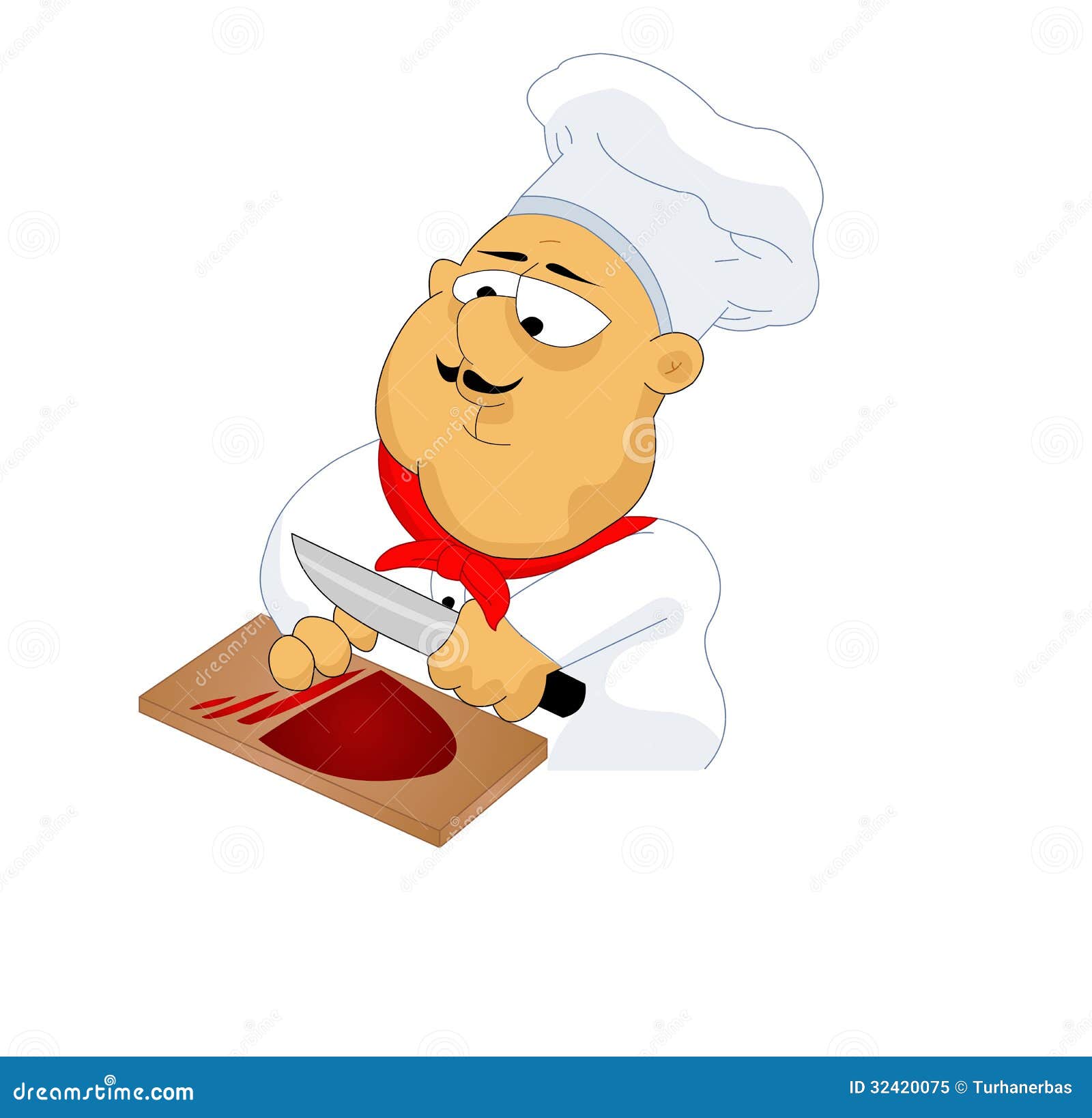 Fat chef cutting stock illustration. Illustration of coat - 32420075