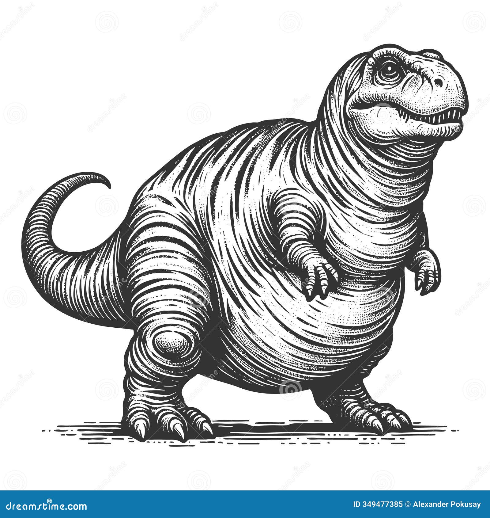 Fat Chubby Dinosaur Engraving Vector Illustration Stock Illustration ...