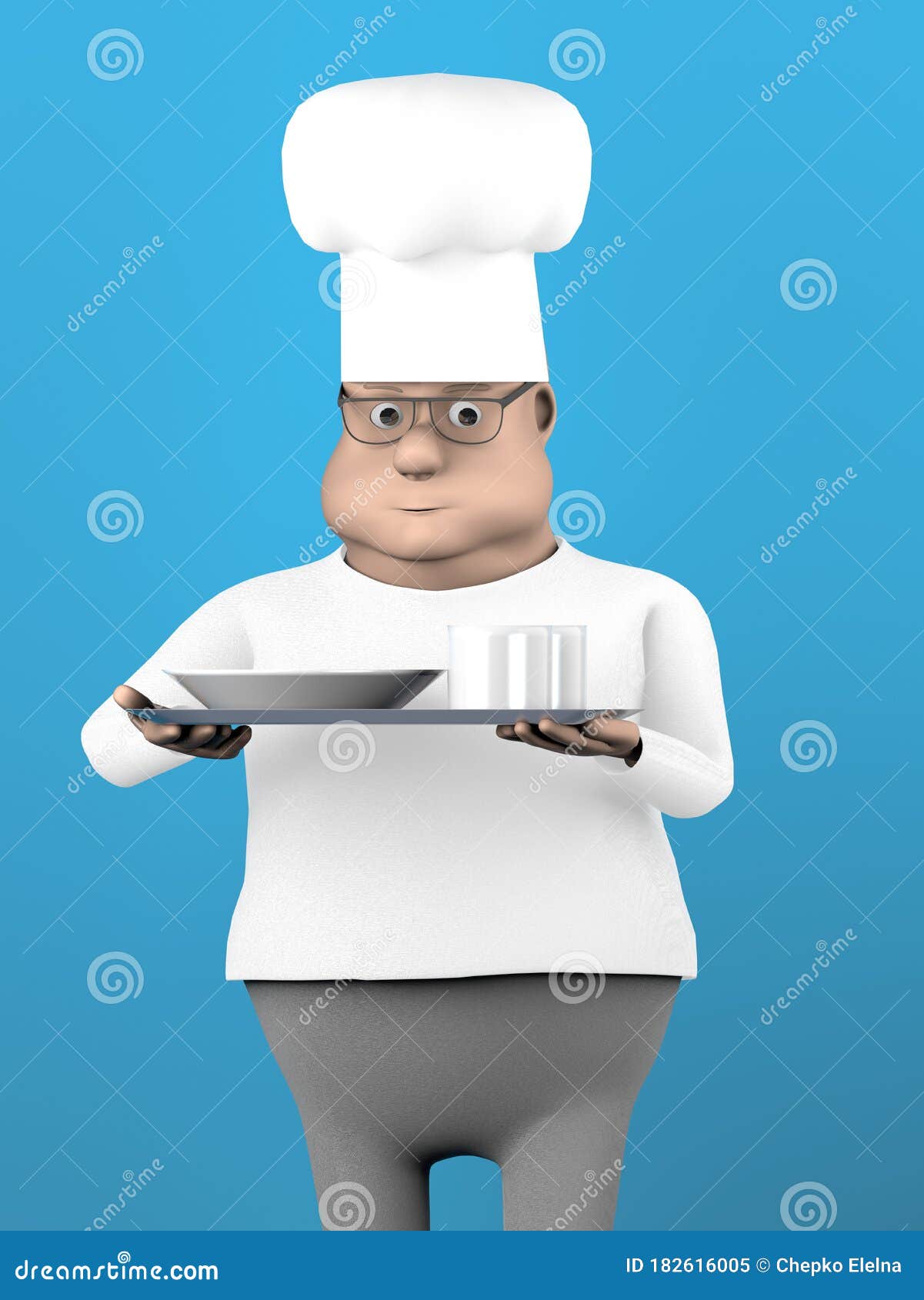 Fat Cook with Tray,3d Render Stock Illustration - Illustration of funny ...