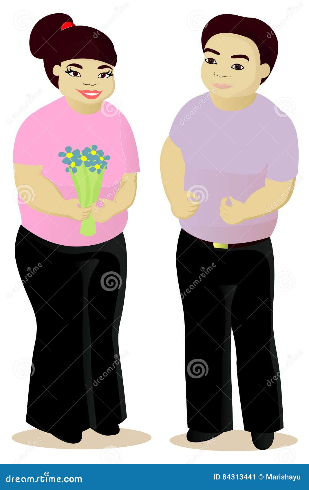 Fat couple happy stock vector. Illustration of cartoon - 84313441