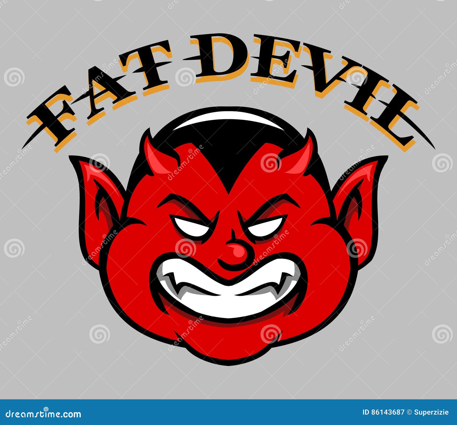 Fat Devil Face stock vector. Illustration of vector, horns - 86143687